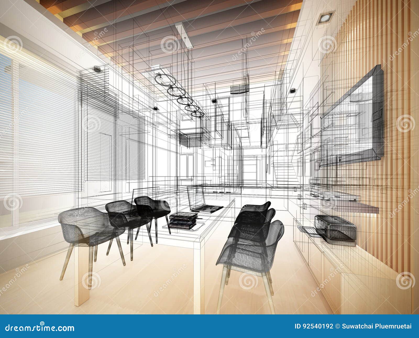 Sketch Design of Study Room Stock Illustration - Illustration of fast ...