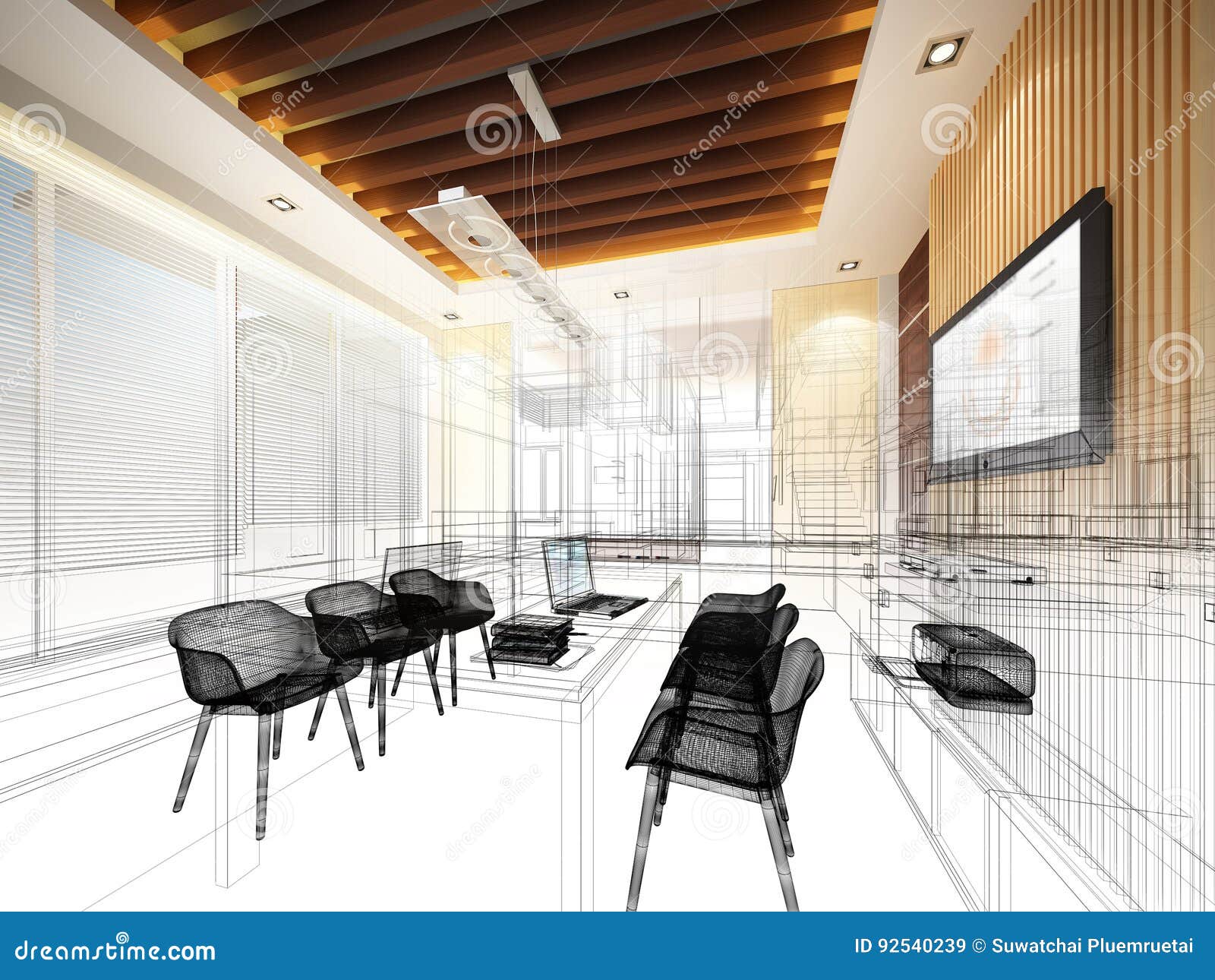 Sketch Design of Study Room Stock Illustration - Illustration of lunch ...