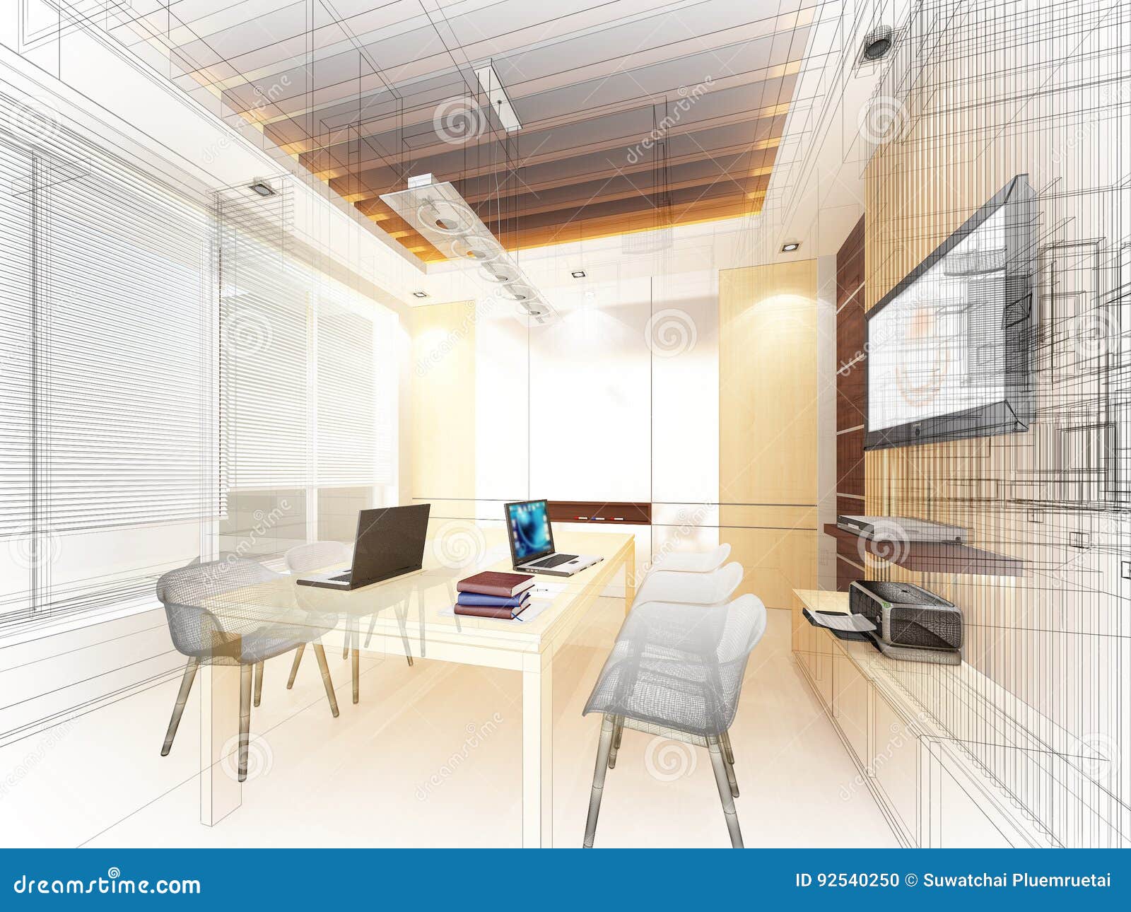 Sketch Design of Study Room Stock Illustration - Illustration of ...