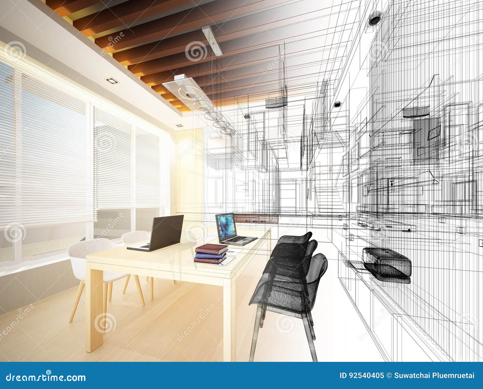 3d Render Study Room, Modern Room Stock Photography | CartoonDealer.com ...