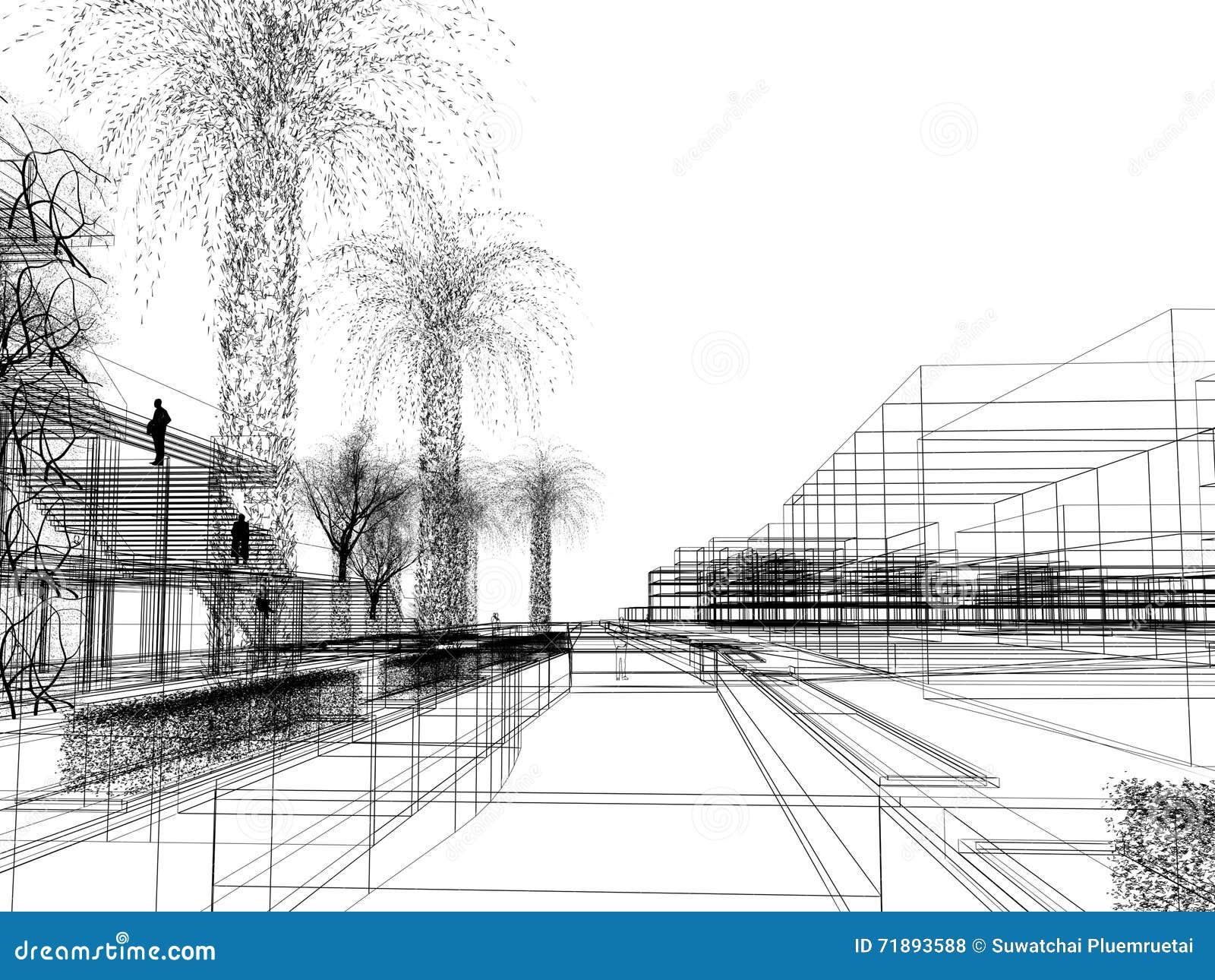 Sketch Design of Urban ,3d Wire Frame Render Stock Illustration ...