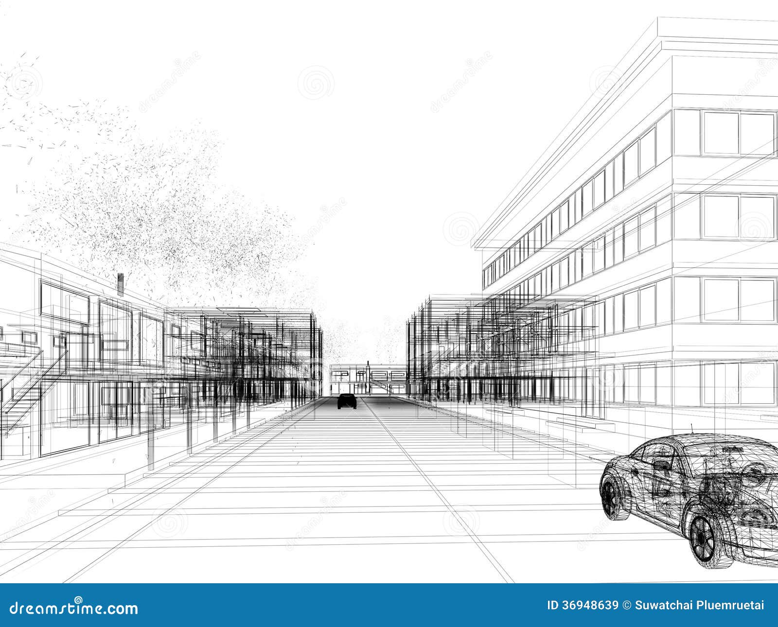 Sketch Design of Urban on Street Stock Illustration - Illustration of ...