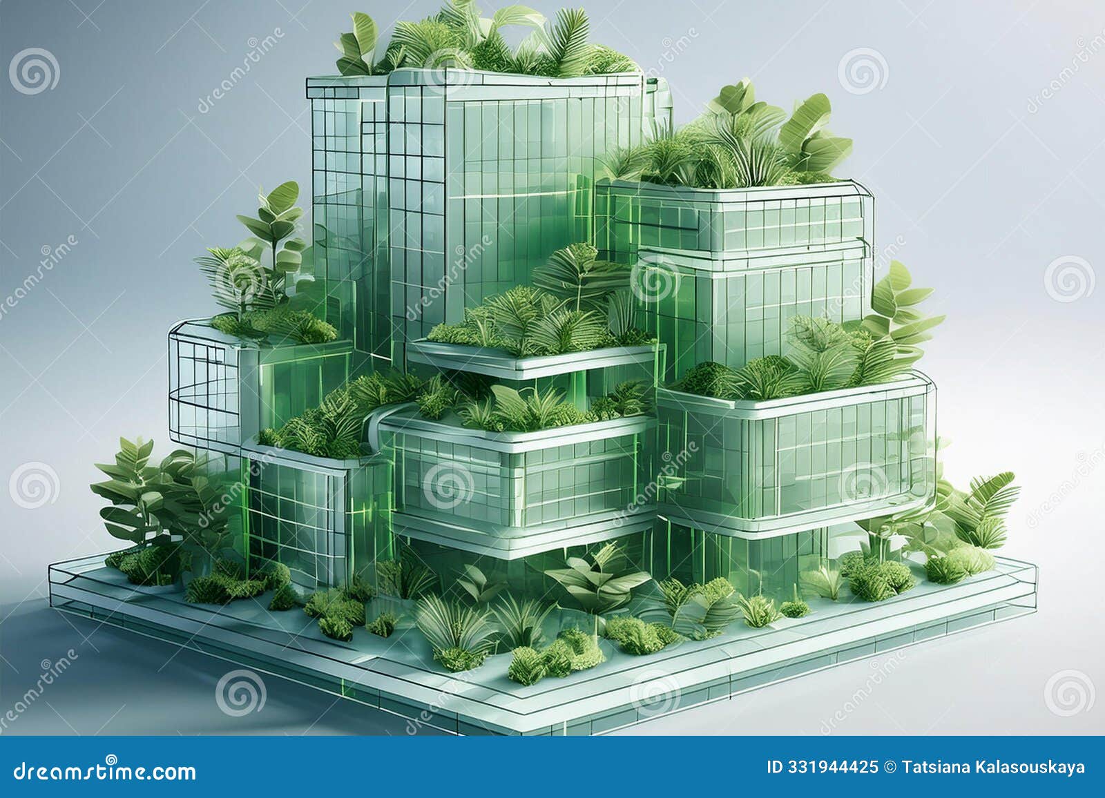 Sketch Design of Wireframe of Building with a Lot of Green Plants ...