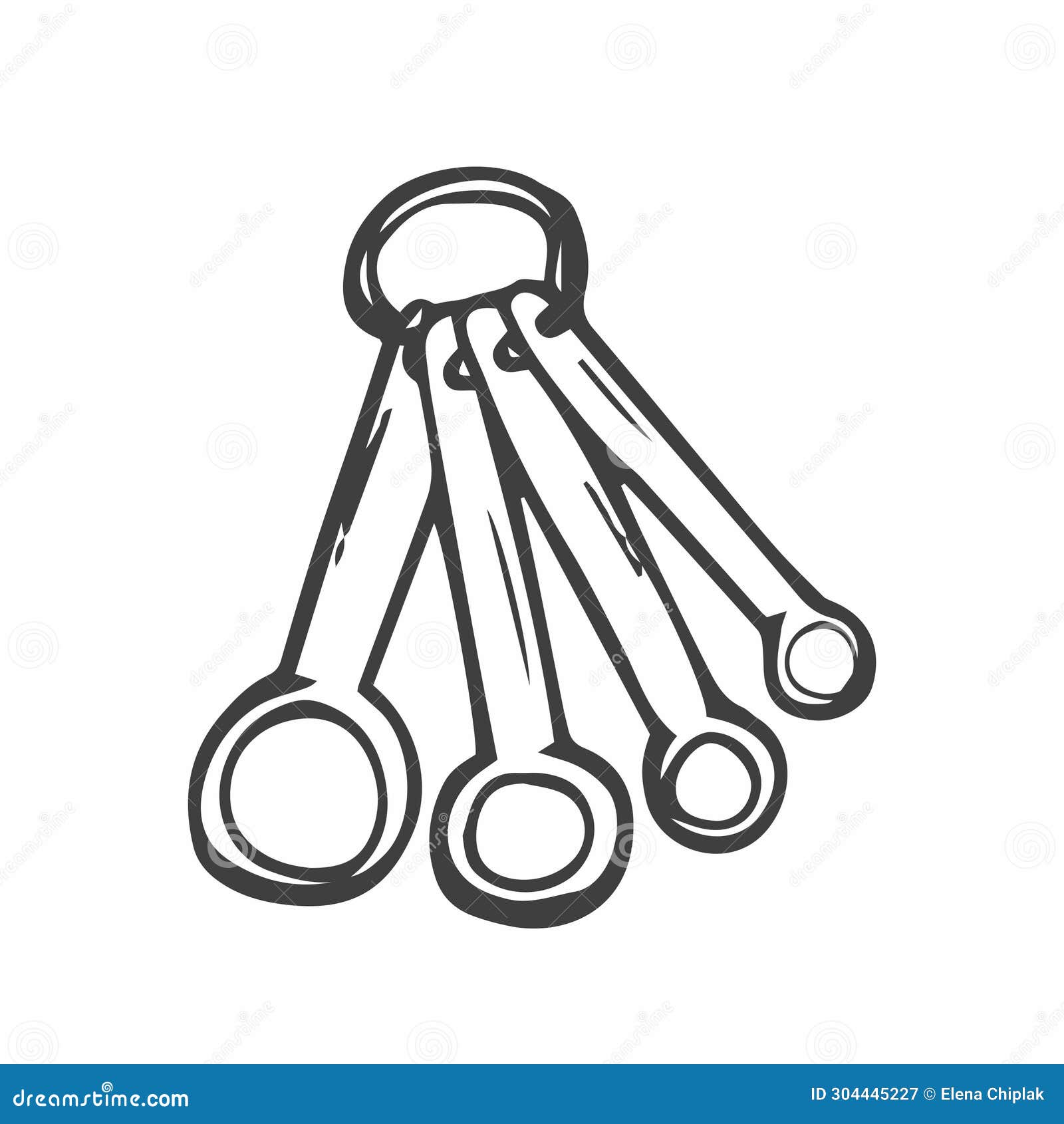 Sketch of Different Measuring Spoons Isolated on White Background ...