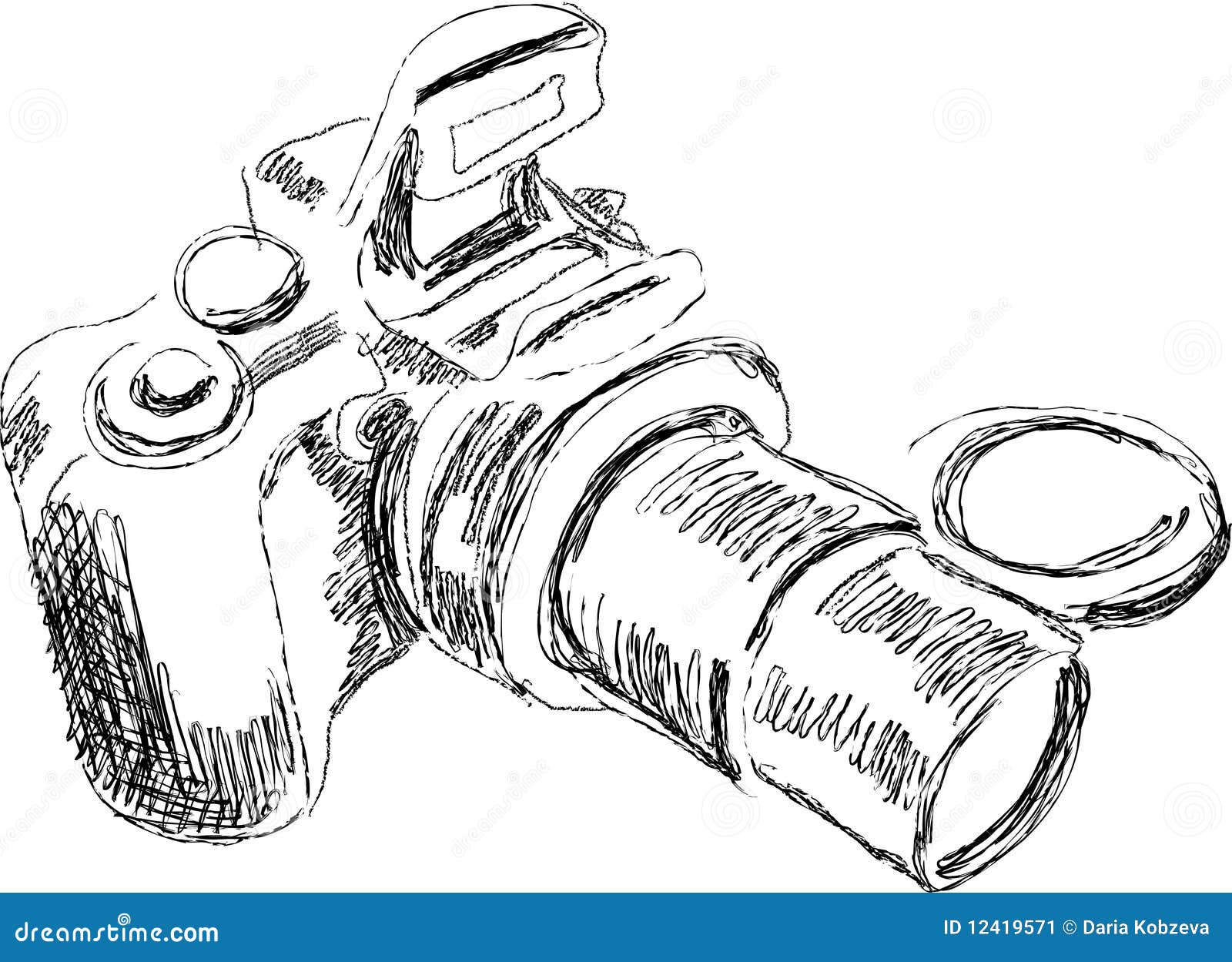 Sketch of Digital Prodfessional Camera Stock Vector - Illustration of ...