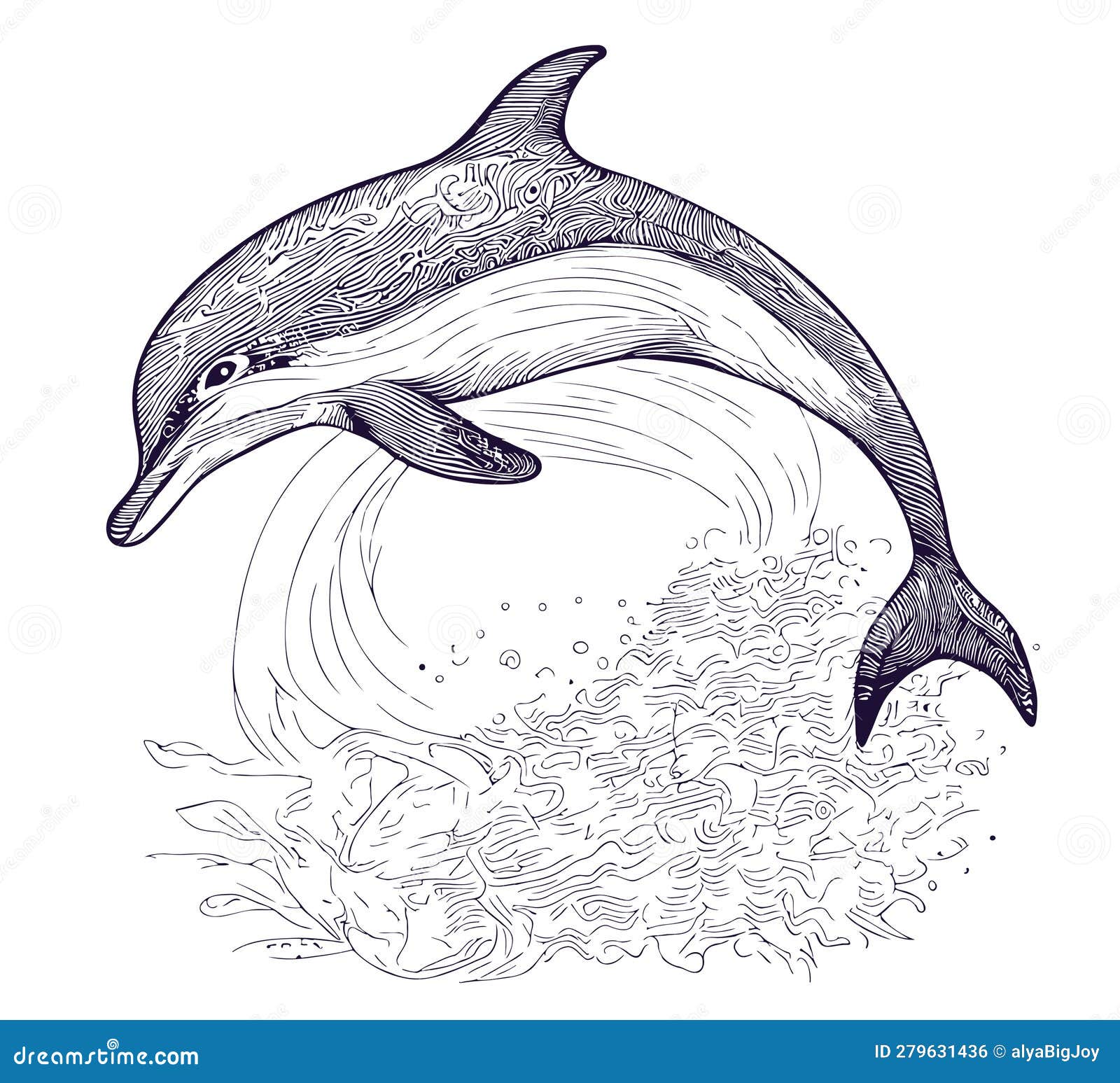 Sketch of a Dolphin on the Waves, Hand Drawn in Doodle Style Vector ...