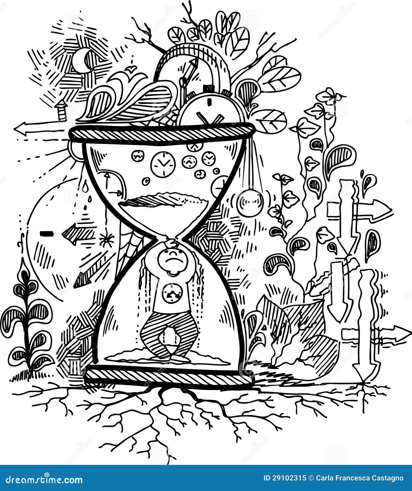 Sketch Doodles: TIME Vector Stock Vector - Illustration of anxiety ...