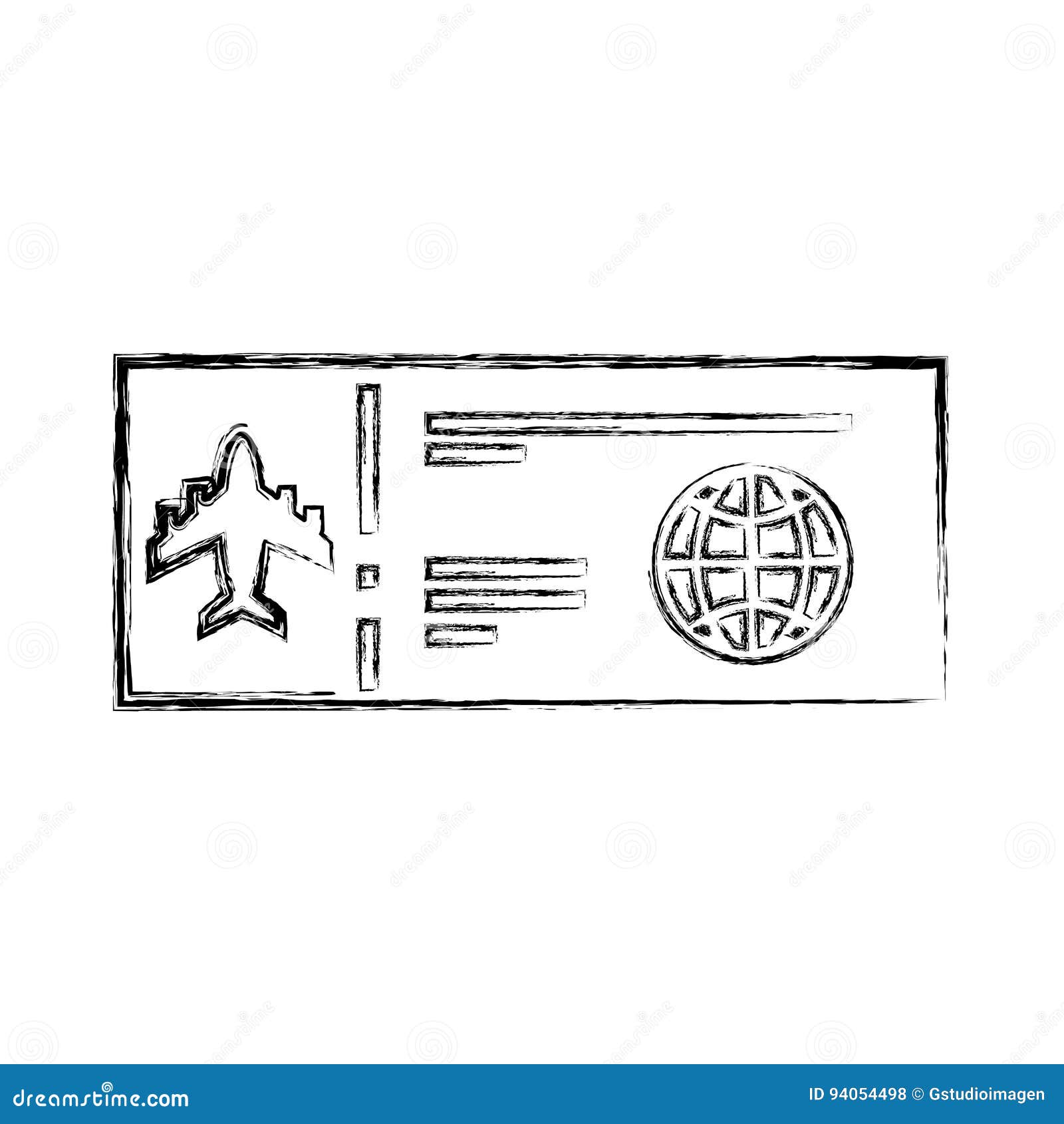 Sketch Draw Airplane Ticket Cartoon Stock Vector - Illustration of tour ...