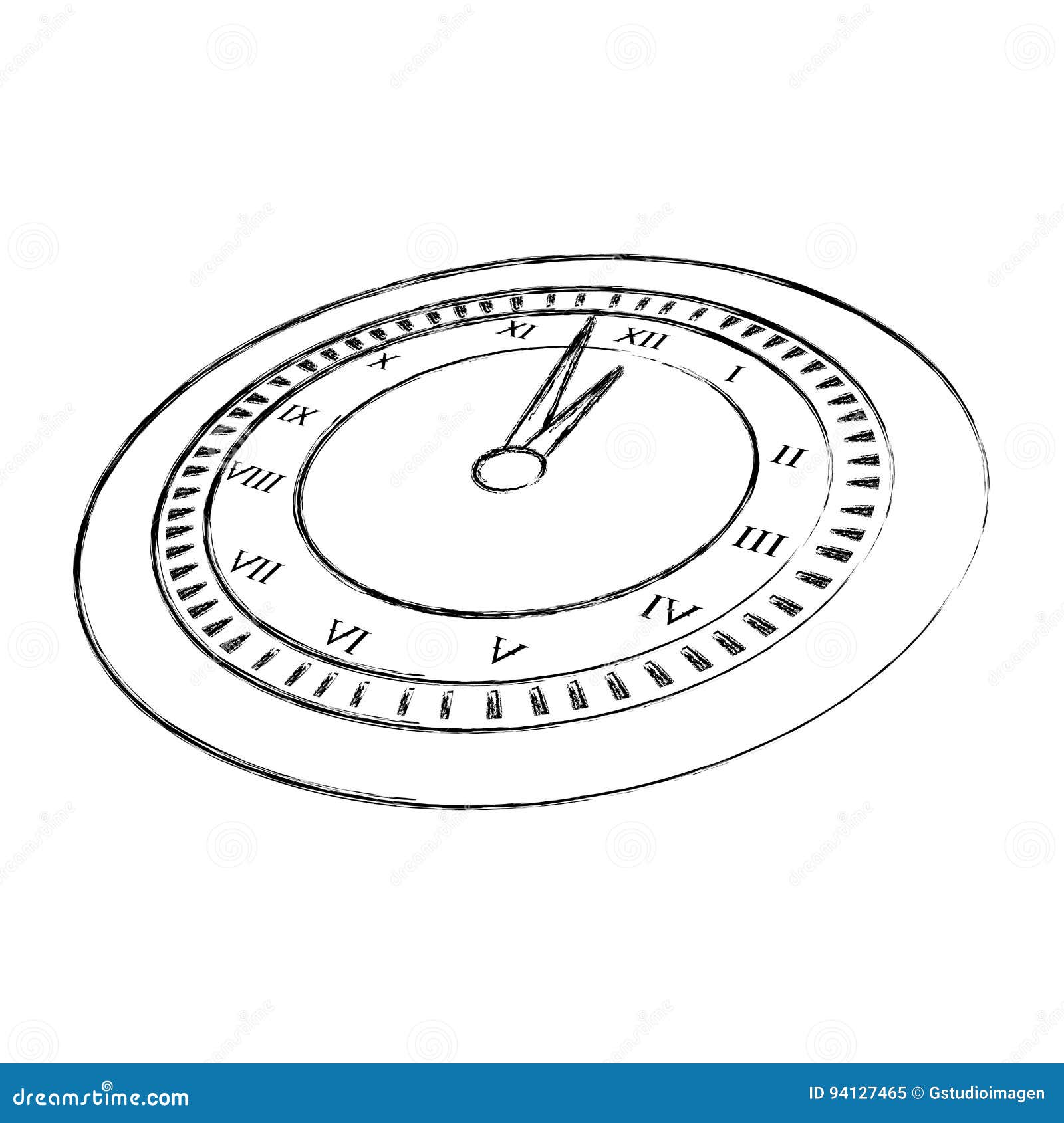 Sketch draw clock cartoon stock vector. Illustration of flat - 94127465