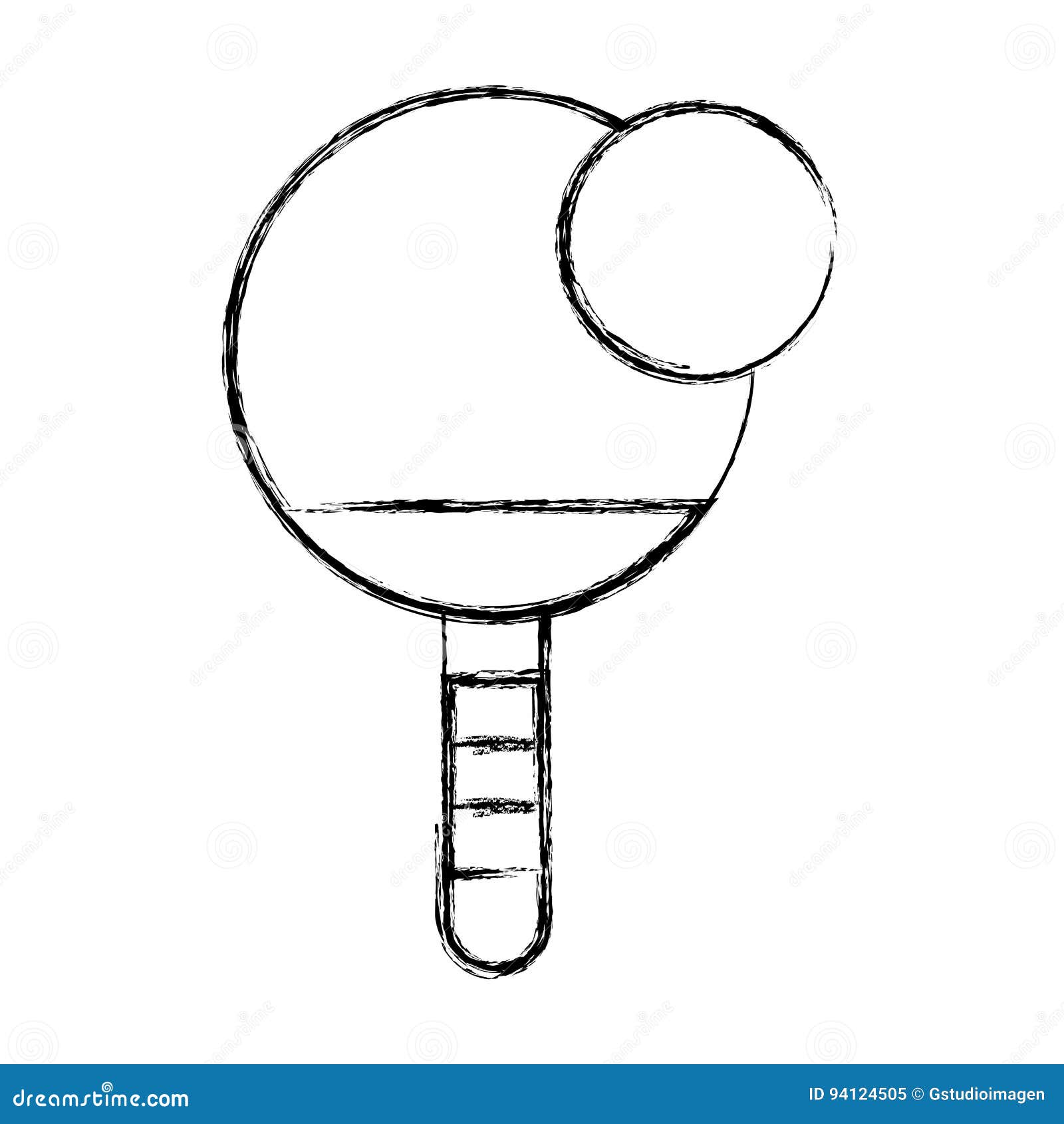 Sketch Draw Ping Pong Paddle and Ball Stock Vector - Illustration of ...