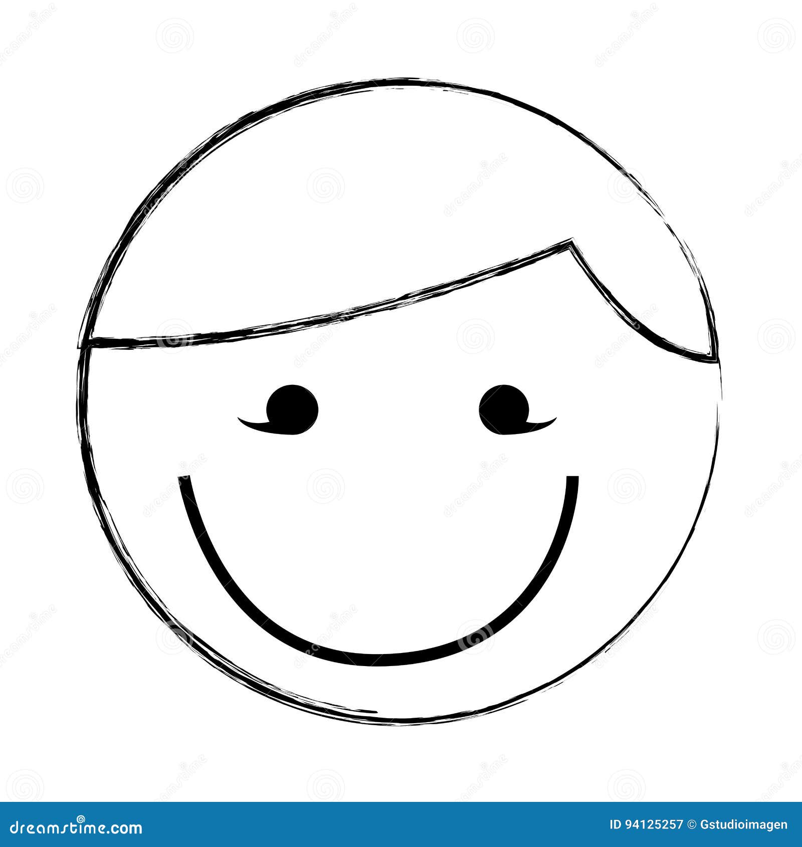 Sketch Draw Round Man Face Cartoon Stock Vector - Illustration of ...