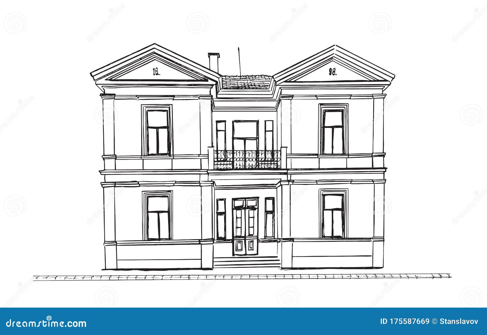 The Sketch Of Facade Of Old House Royalty-Free Stock Photo ...
