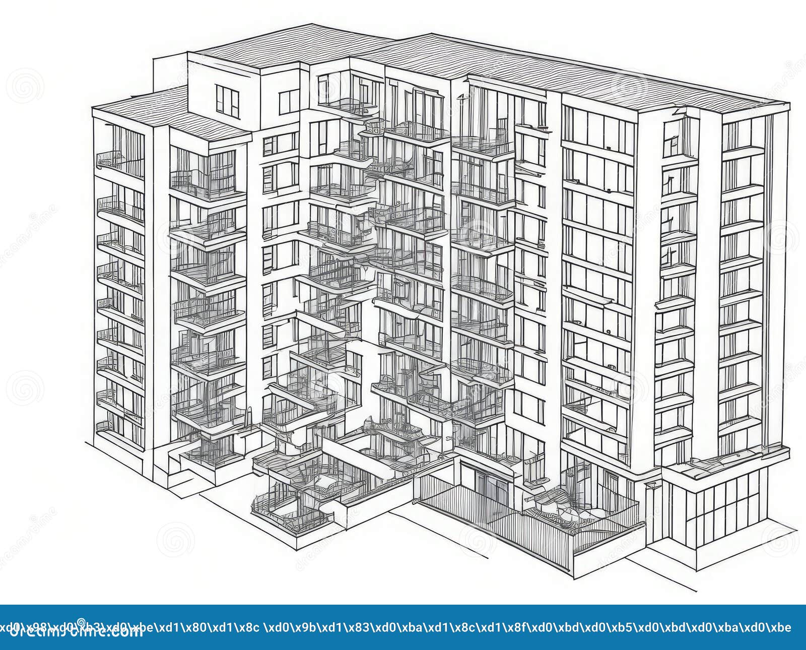 Sketch Drawing of a Residential or Apartment. Ai Generative Stock ...