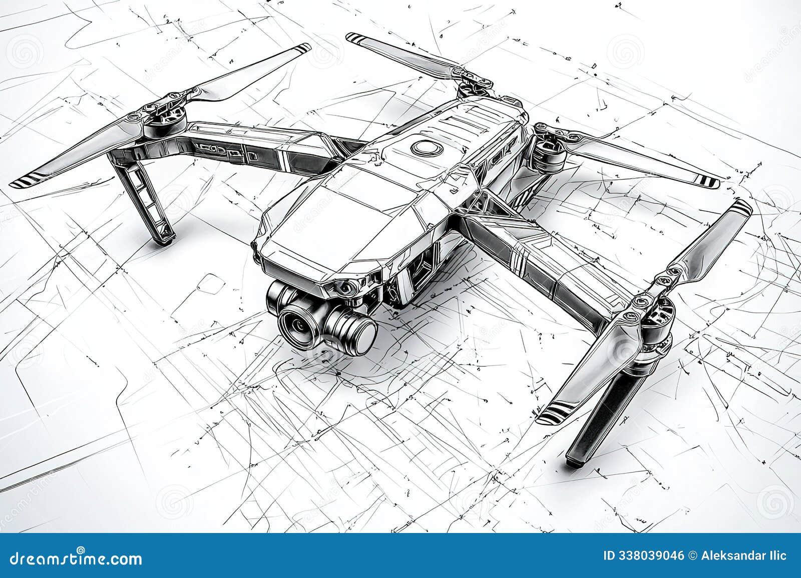 Sketch Drawing, Technical Drawing or Blue Print Design of a Modern ...