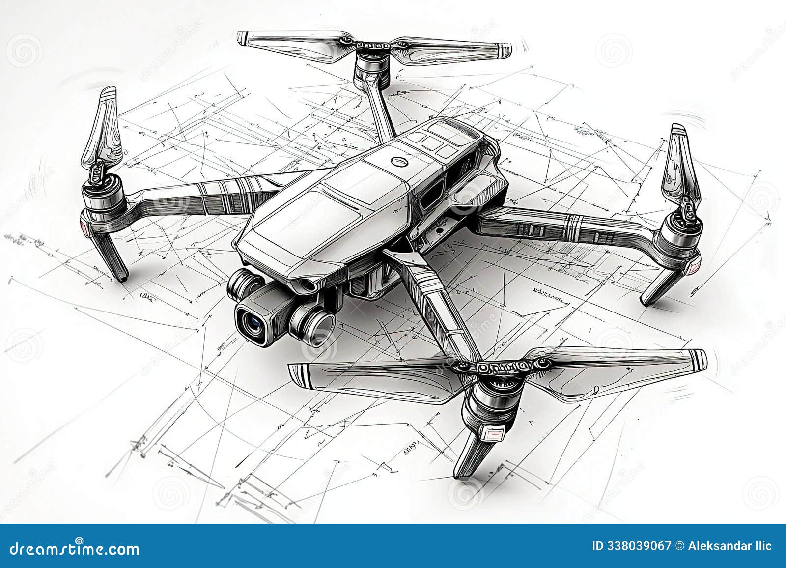 Sketch Drawing, Technical Drawing or Blue Print Design of a Modern ...