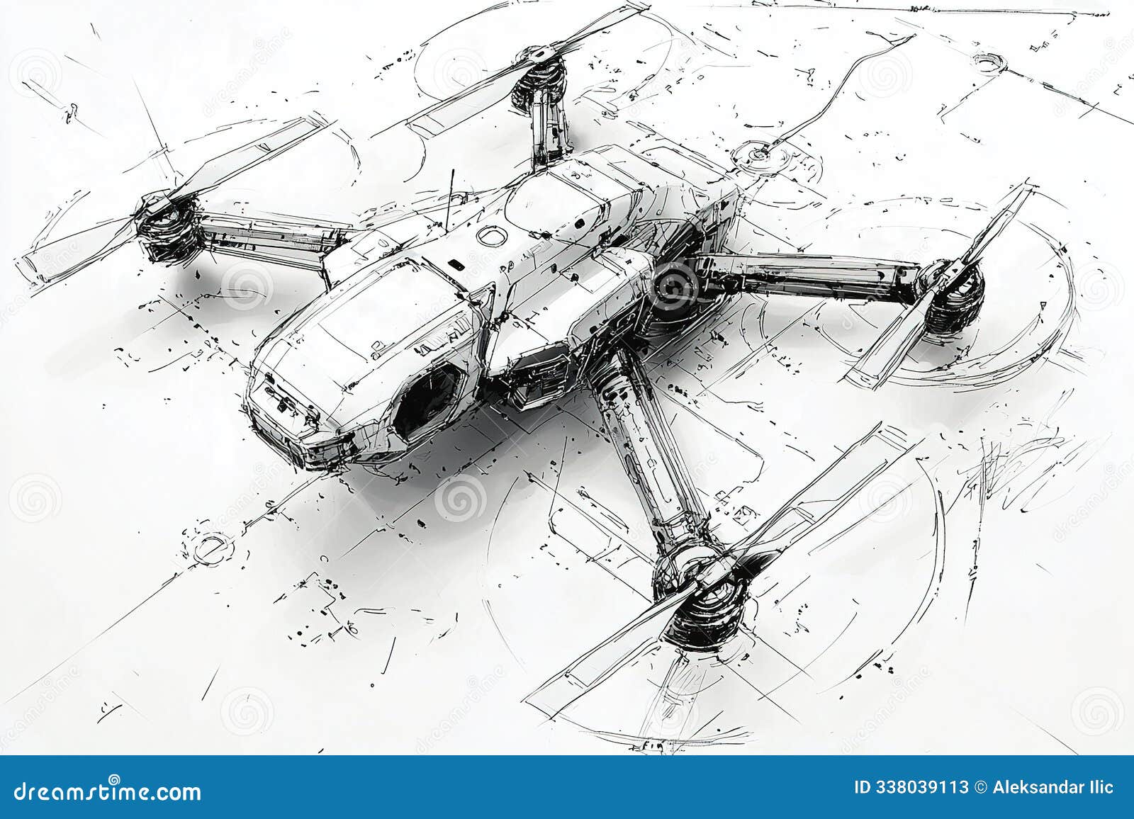 Sketch Drawing, Technical Drawing or Blue Print Design of a Modern ...