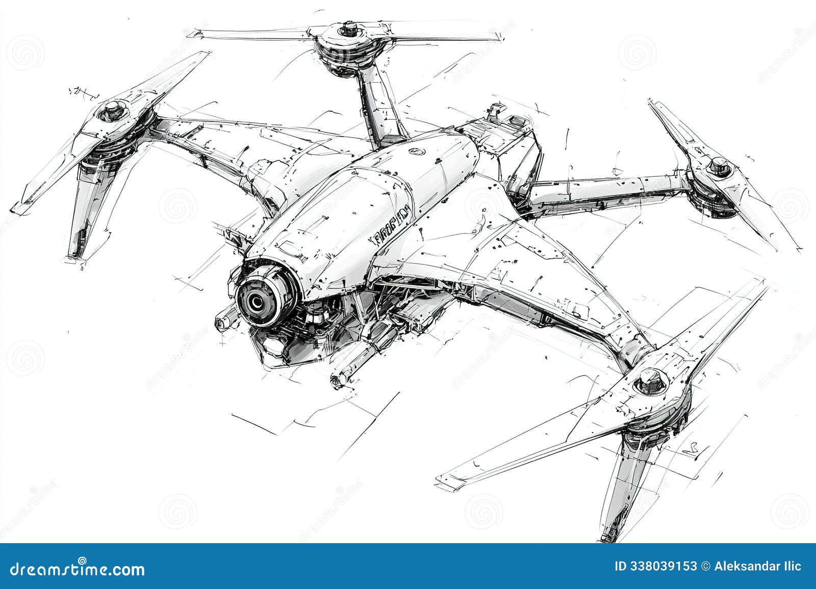 Sketch Drawing, Technical Drawing or Blue Print Design of a Modern ...