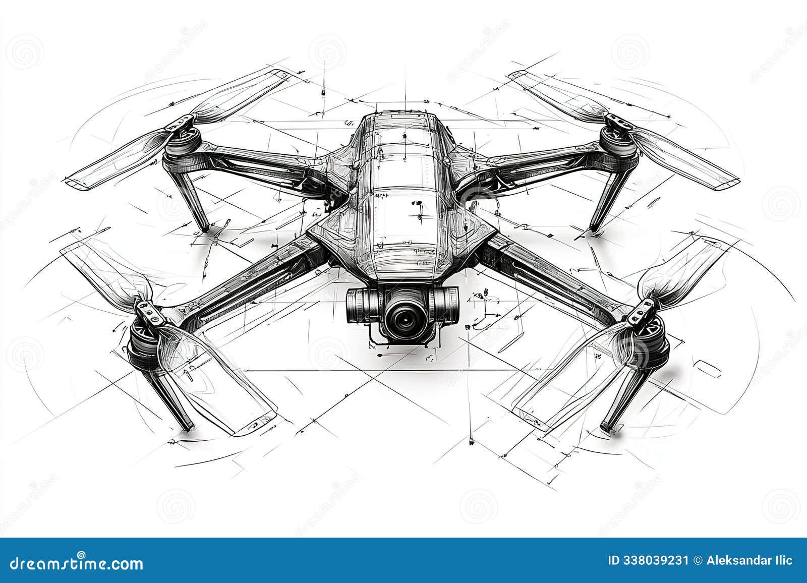 Sketch Drawing, Technical Drawing or Blue Print Design of a Modern ...