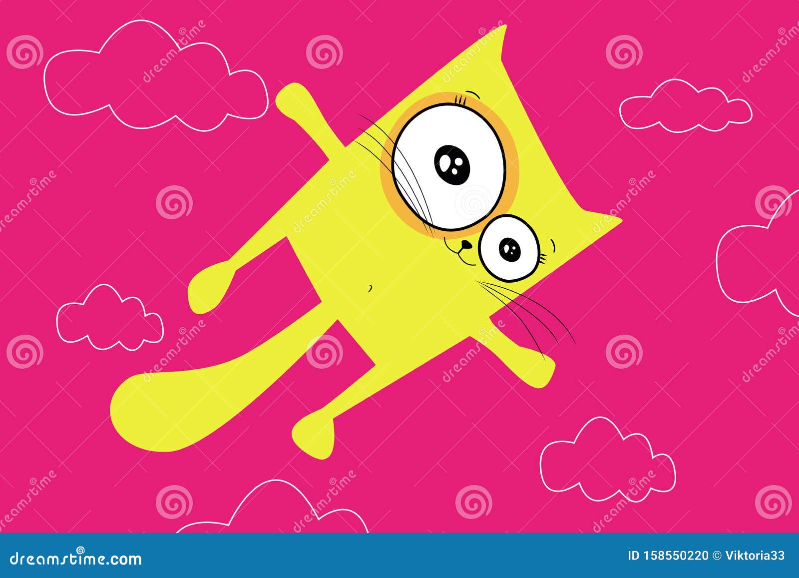 Sketch Drawn in Vector of a Ginger Flying Happy Cat Stock Illustration ...
