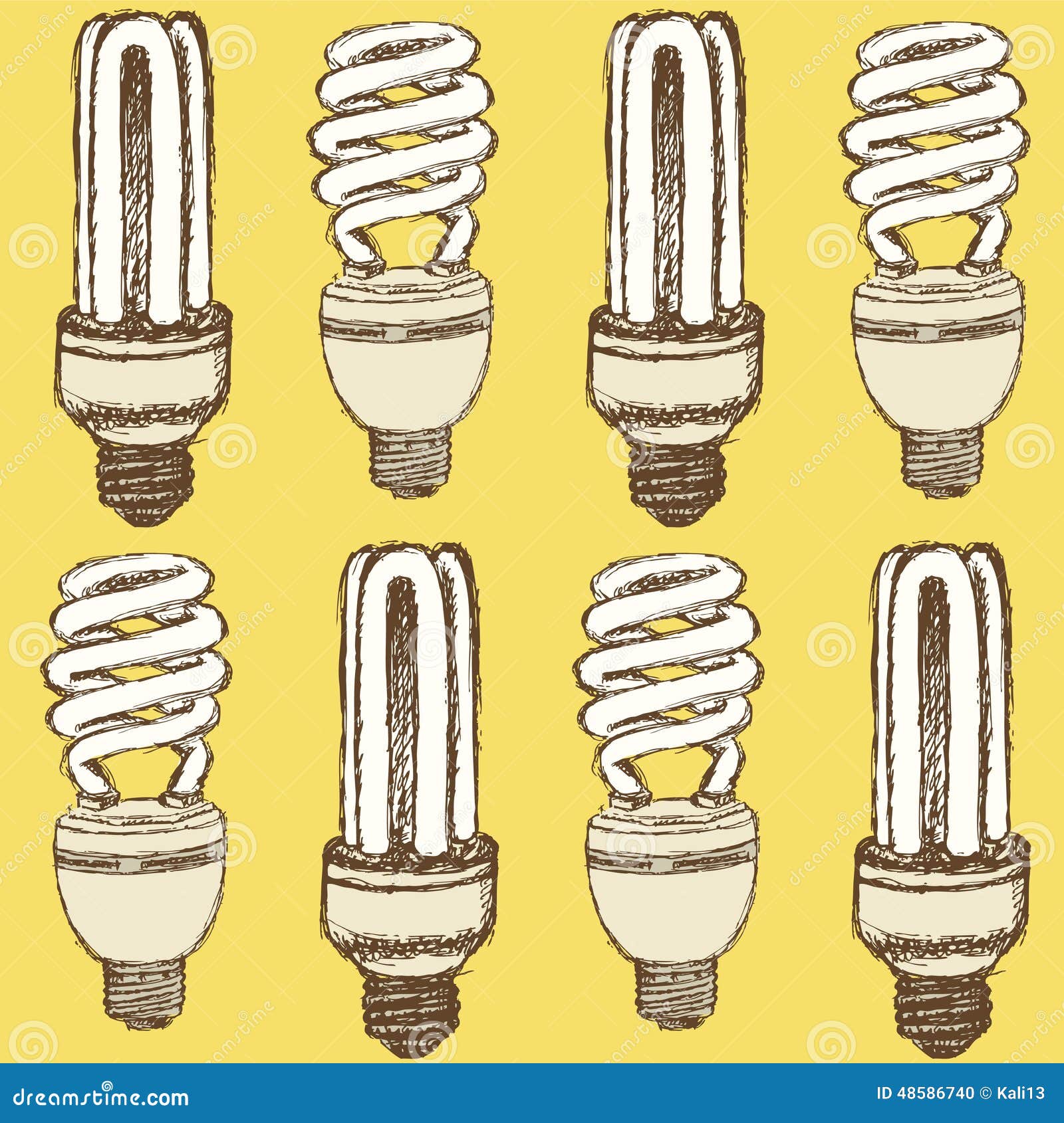 Compact Fluorescent Light Bulb Sketch Vector Illustration ...