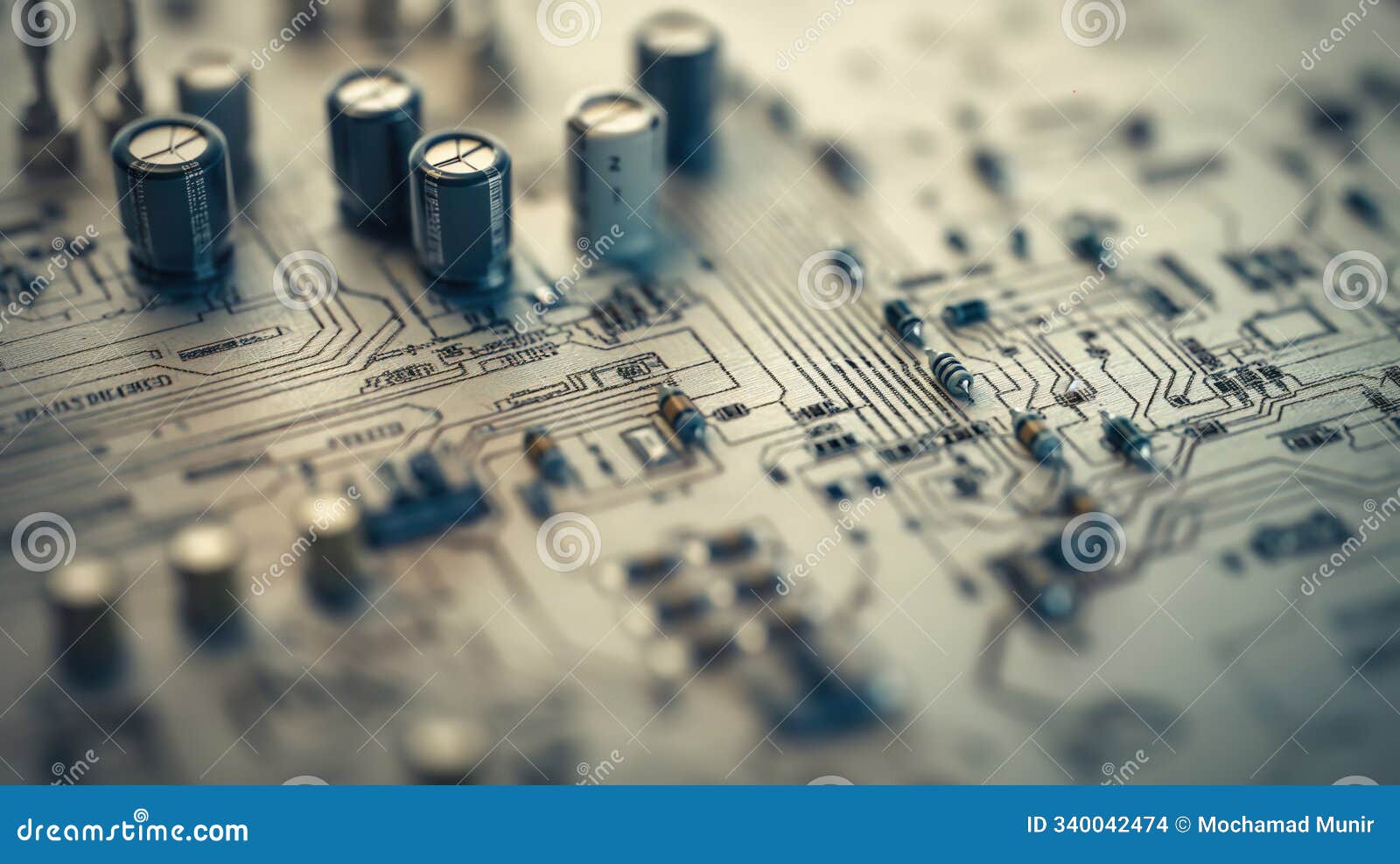A Sketch of an Electronic Circuit Diagram and Electronic Components on ...