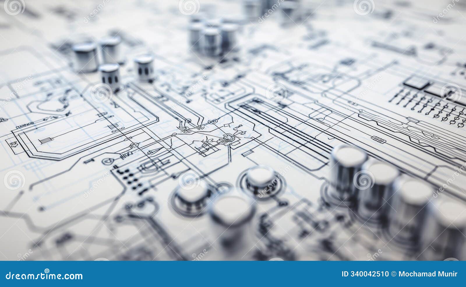 A Sketch of an Electronic Circuit Diagram and Electronic Components on ...
