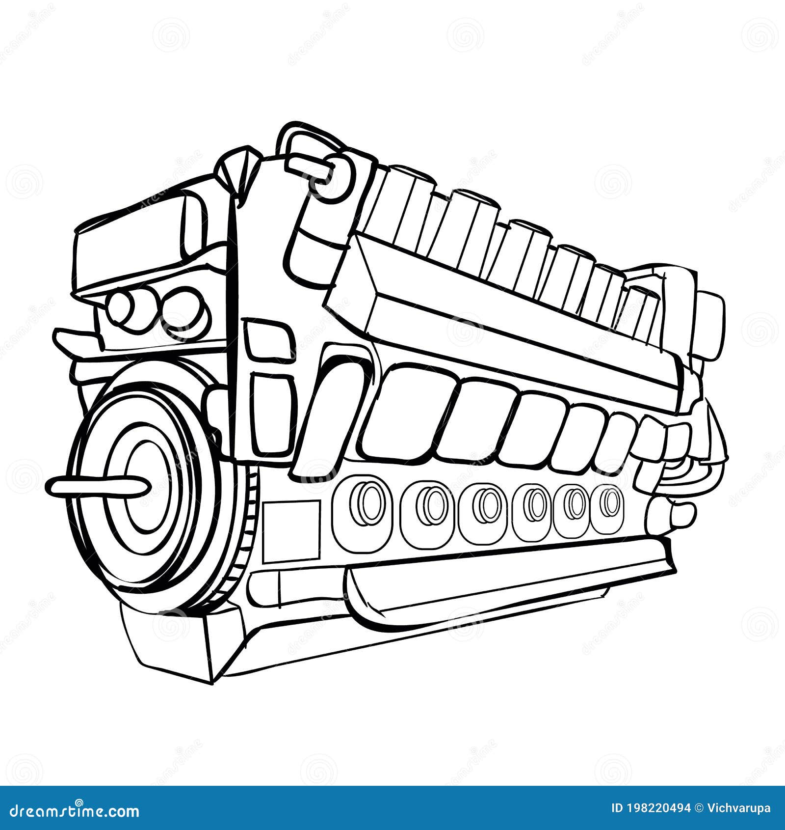 Easy Car Engine Drawing
