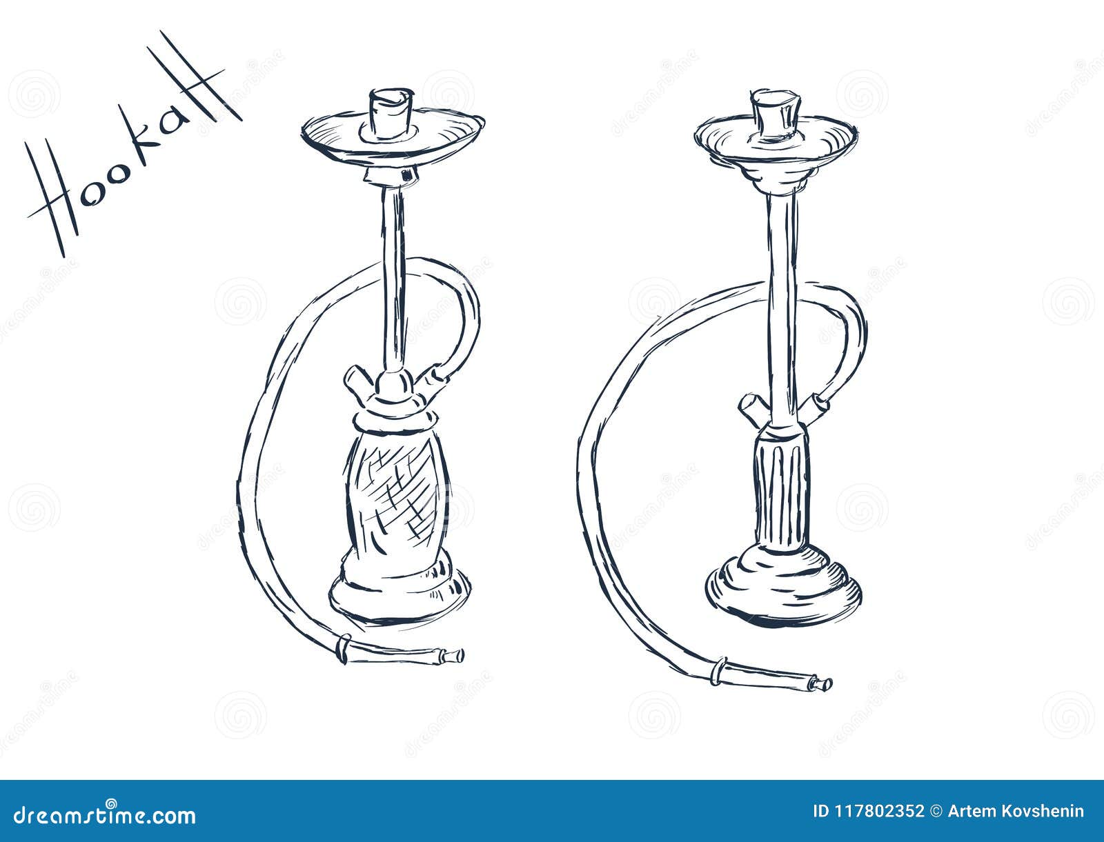 Sketch of ethnic hookahs stock vector. Illustration of shisha - 117802352