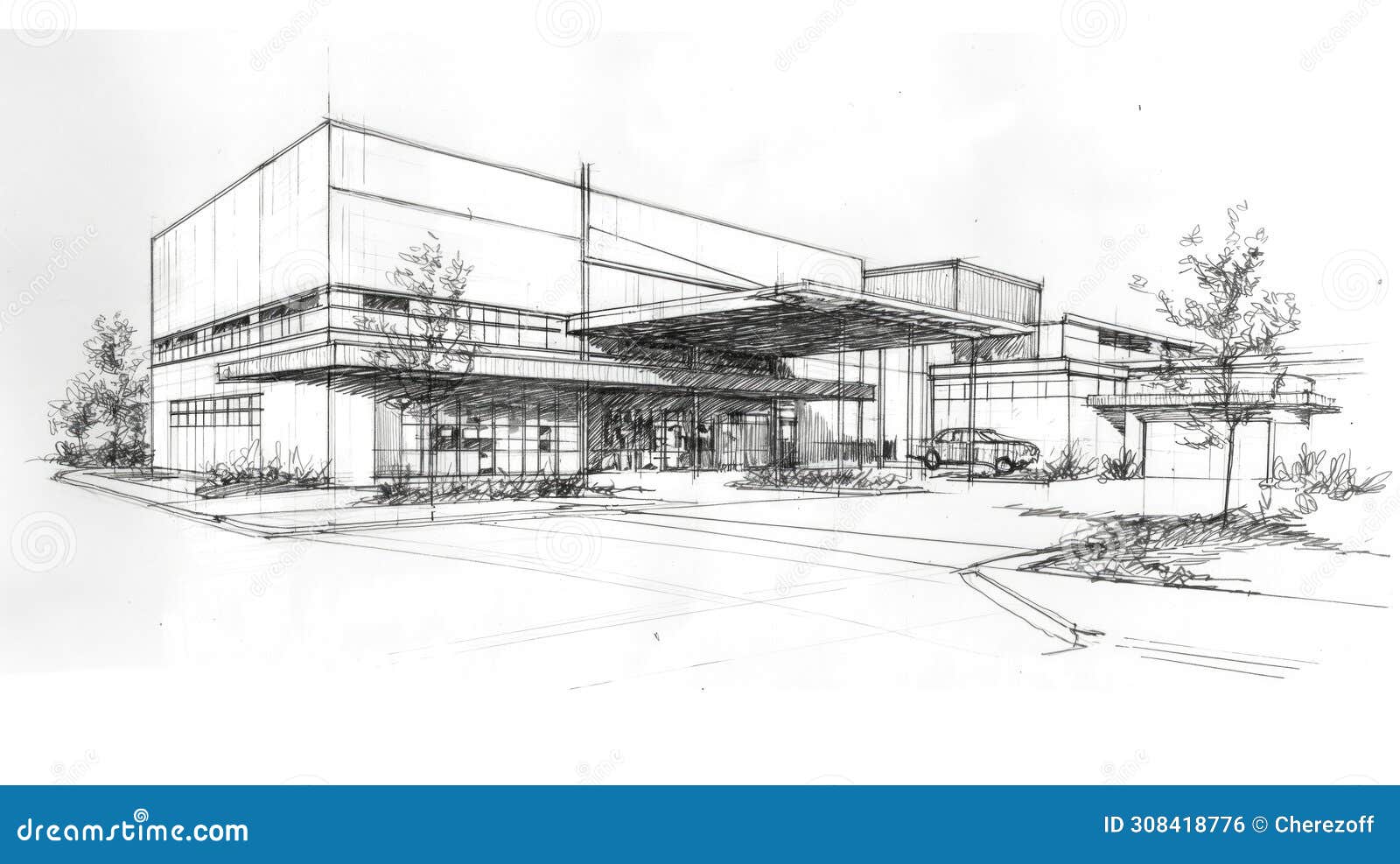 Sketch of the Exterior of the Building Stock Photo - Image of structure ...
