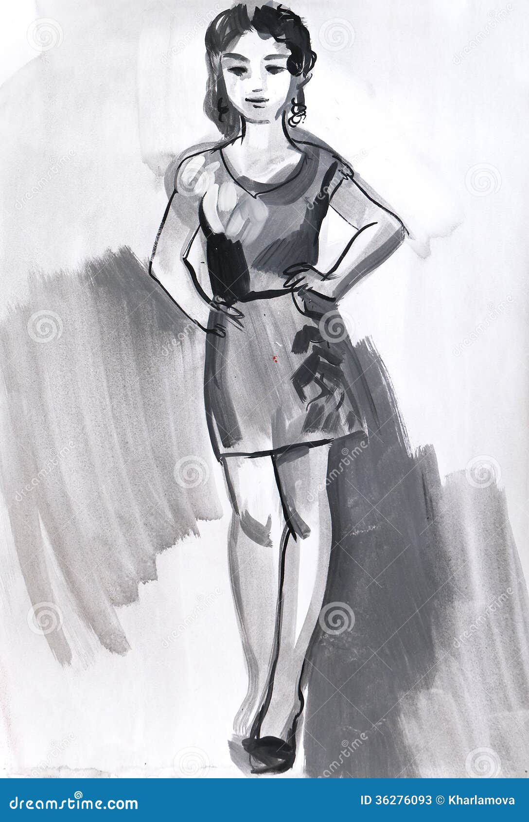 Sketch of a female figure stock illustration. Illustration of black ...