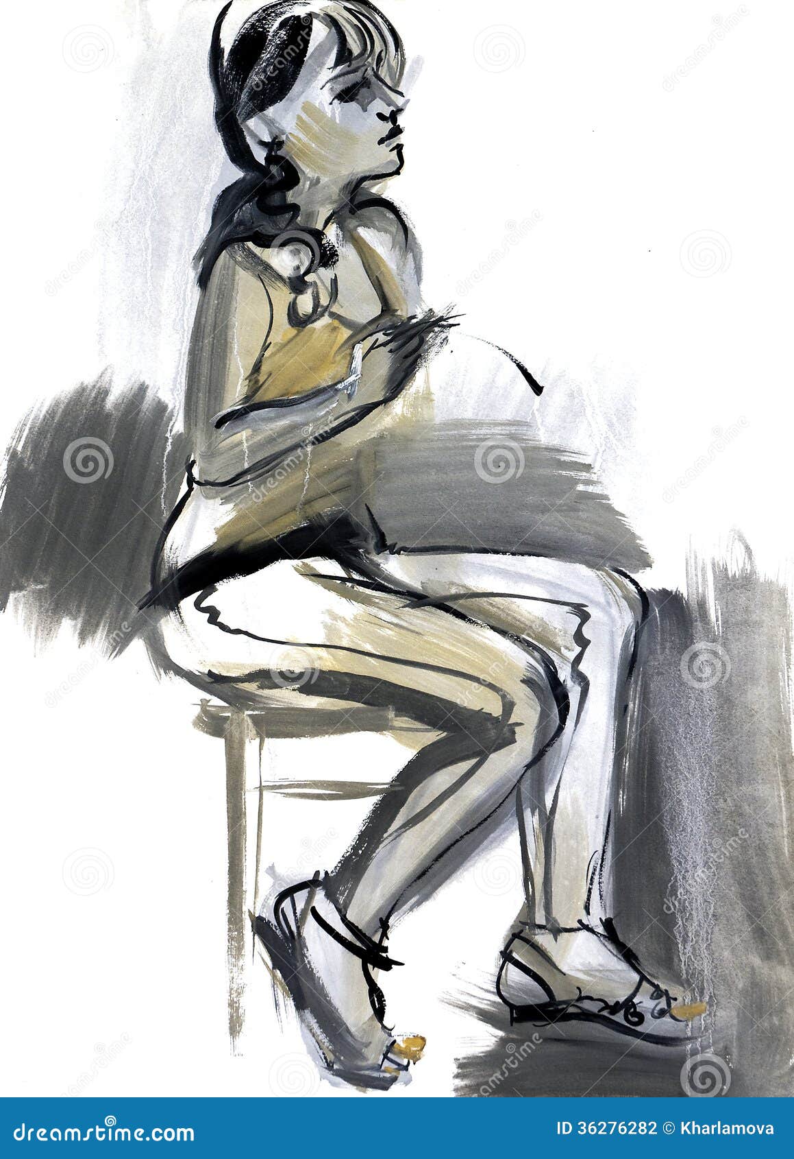 Sketch of a female figure stock illustration. Illustration of beautiful ...
