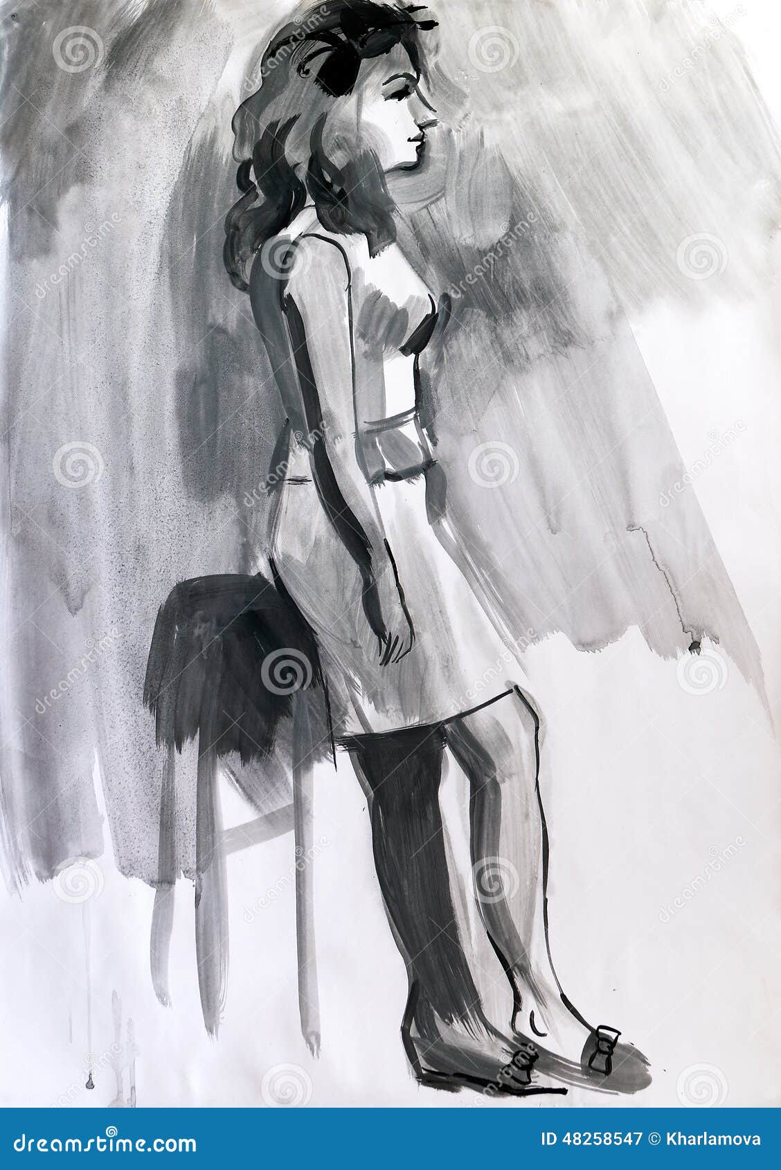 Sketch of a female figure stock illustration. Illustration of drawn ...