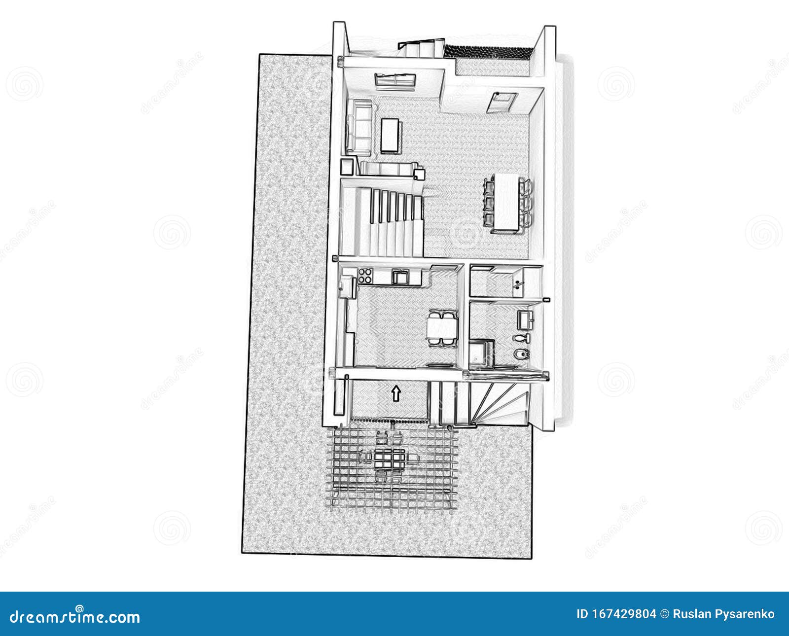 Sketch Floor Plan 3d Illustration Stock Illustration - Illustration of ...