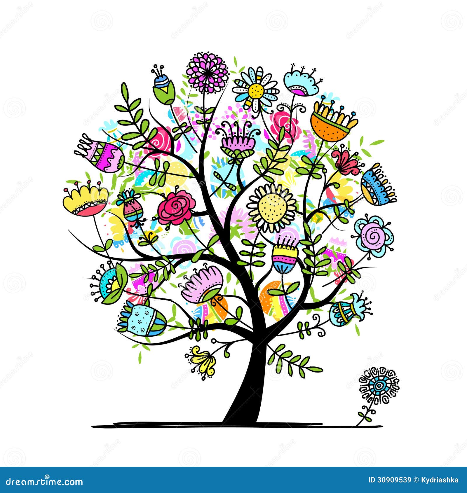 Sketch of Floral Tree for Your Design Stock Vector - Illustration of ...