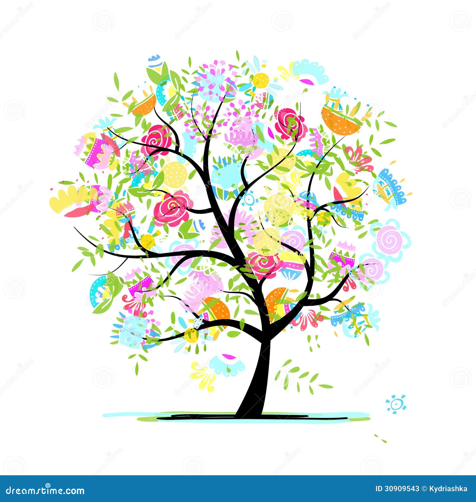 Sketch of Floral Tree for Your Design Stock Vector - Illustration of ...