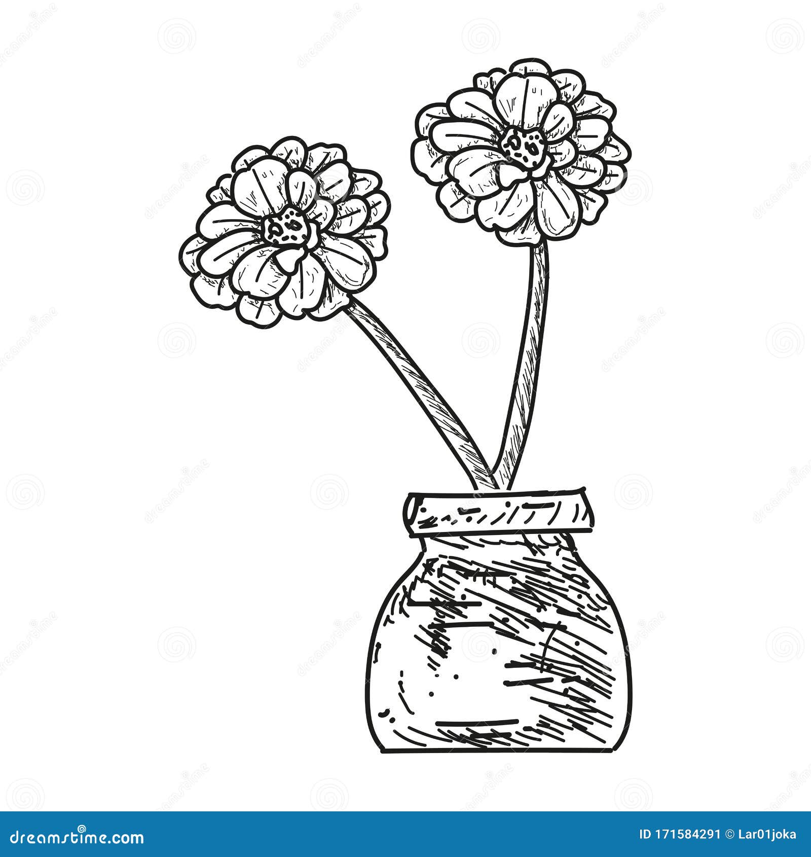 Sketch of a Flower in a Vase Stock Vector - Illustration of flower ...