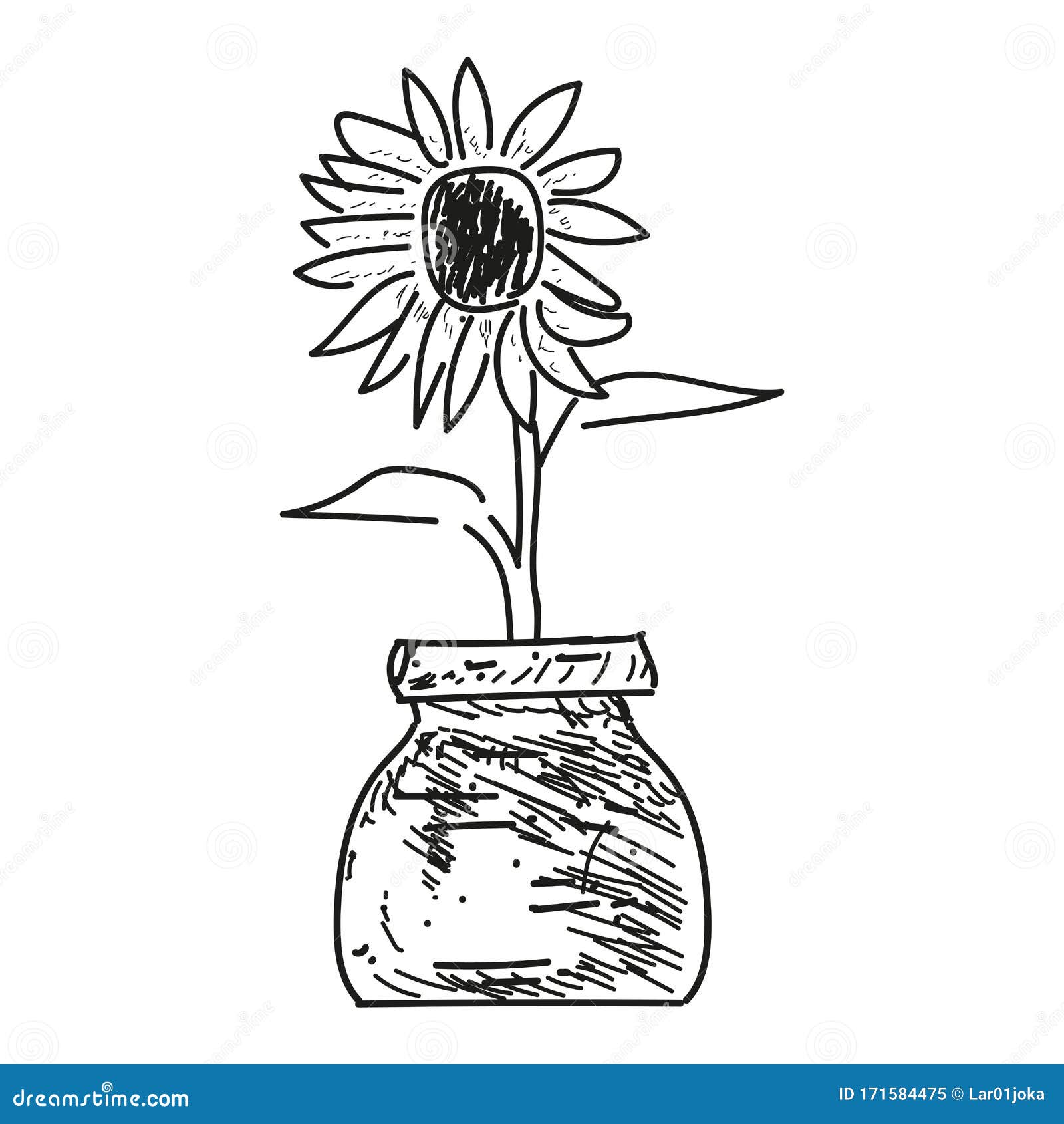 Sketch of a Flower in a Vase Stock Vector - Illustration of plant ...