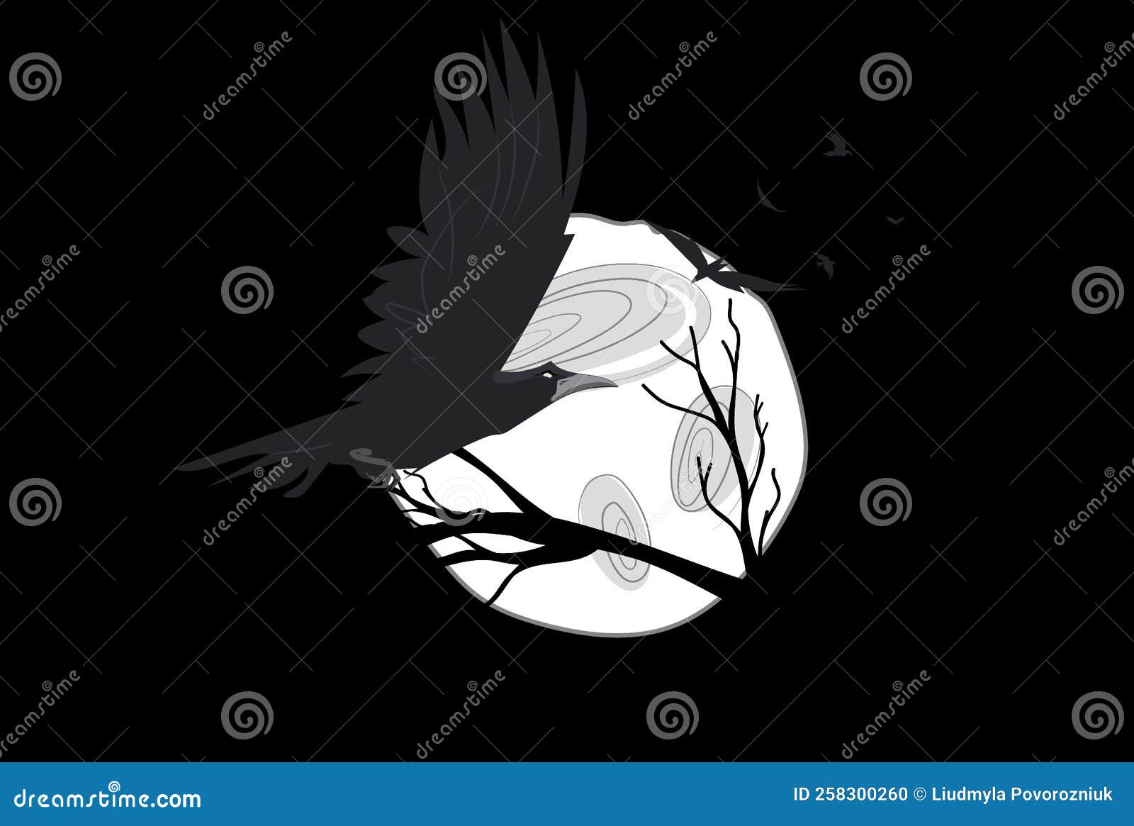 Sketch of Flying Raven. Hand Drawn Illustration Converted To Vector ...