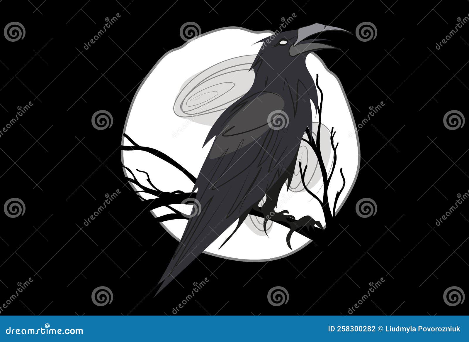 Sketch of Flying Raven. Hand Drawn Illustration Converted To Vector ...
