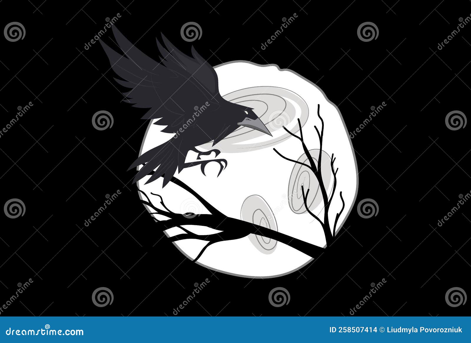 Sketch of Flying Raven. Hand Drawn Illustration Converted To Vector ...