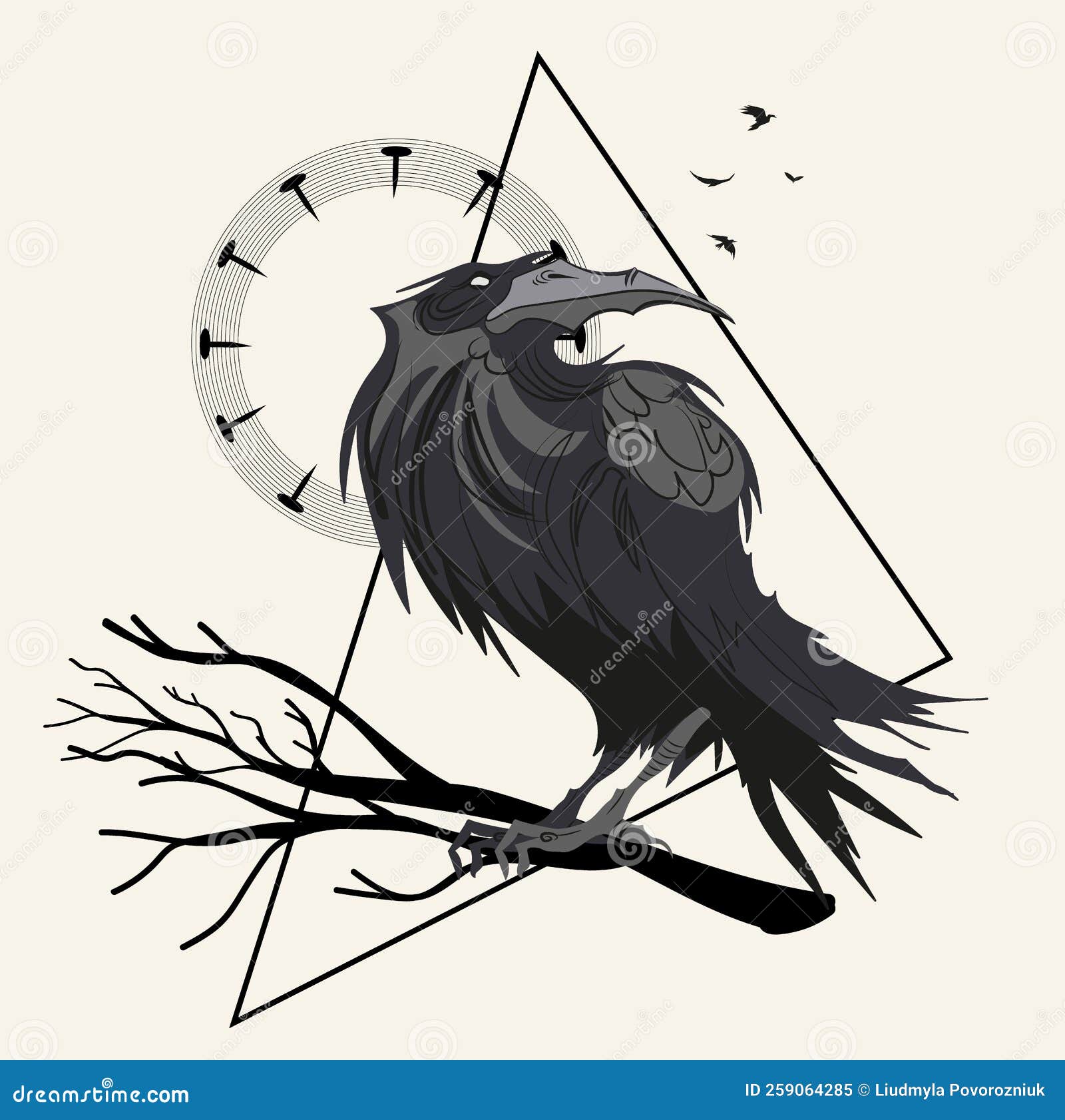 Sketch of Flying Raven. Hand Drawn Illustration Converted To Vector ...