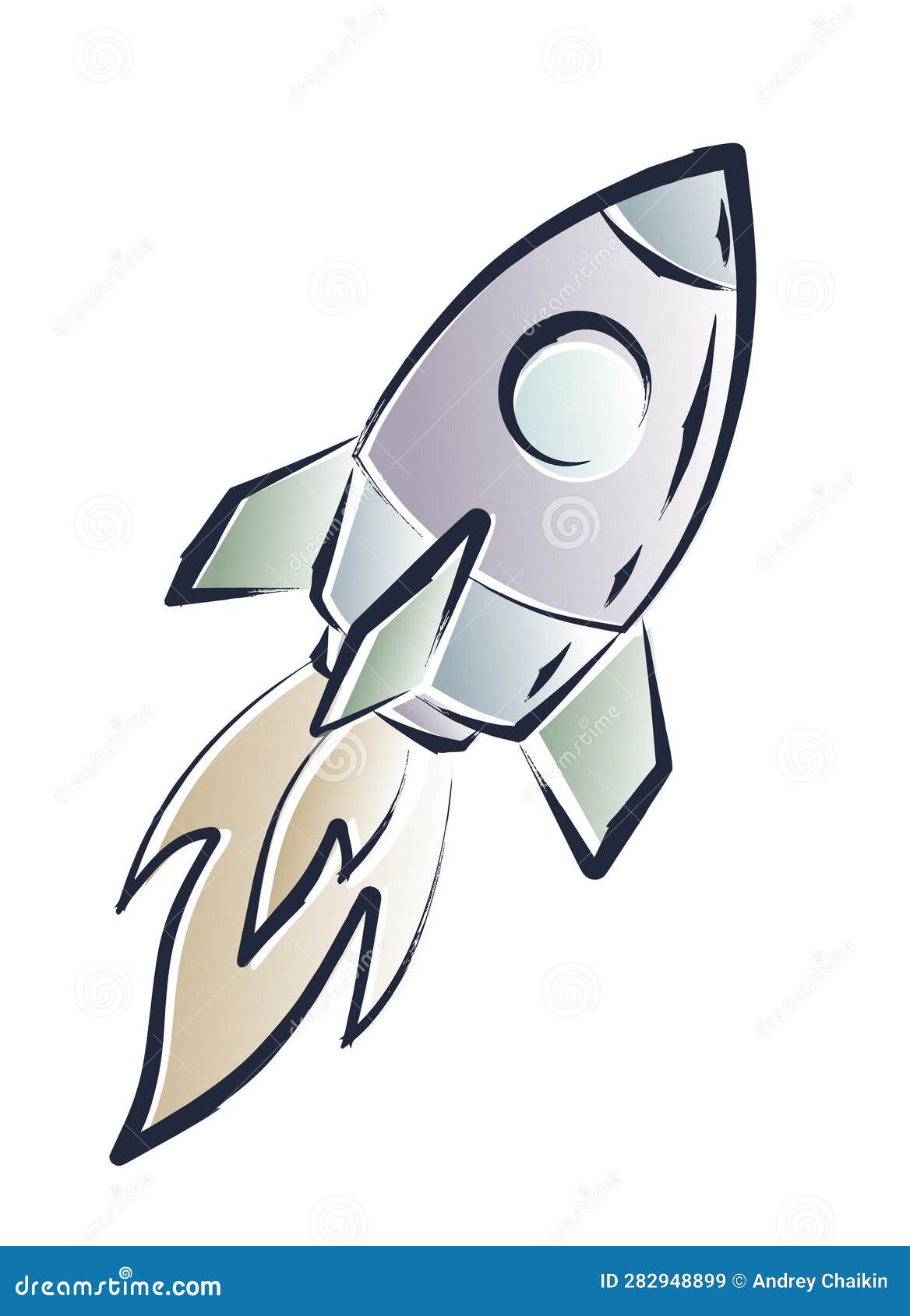 Sketch of a flying rocket. stock vector. Illustration of drawing ...