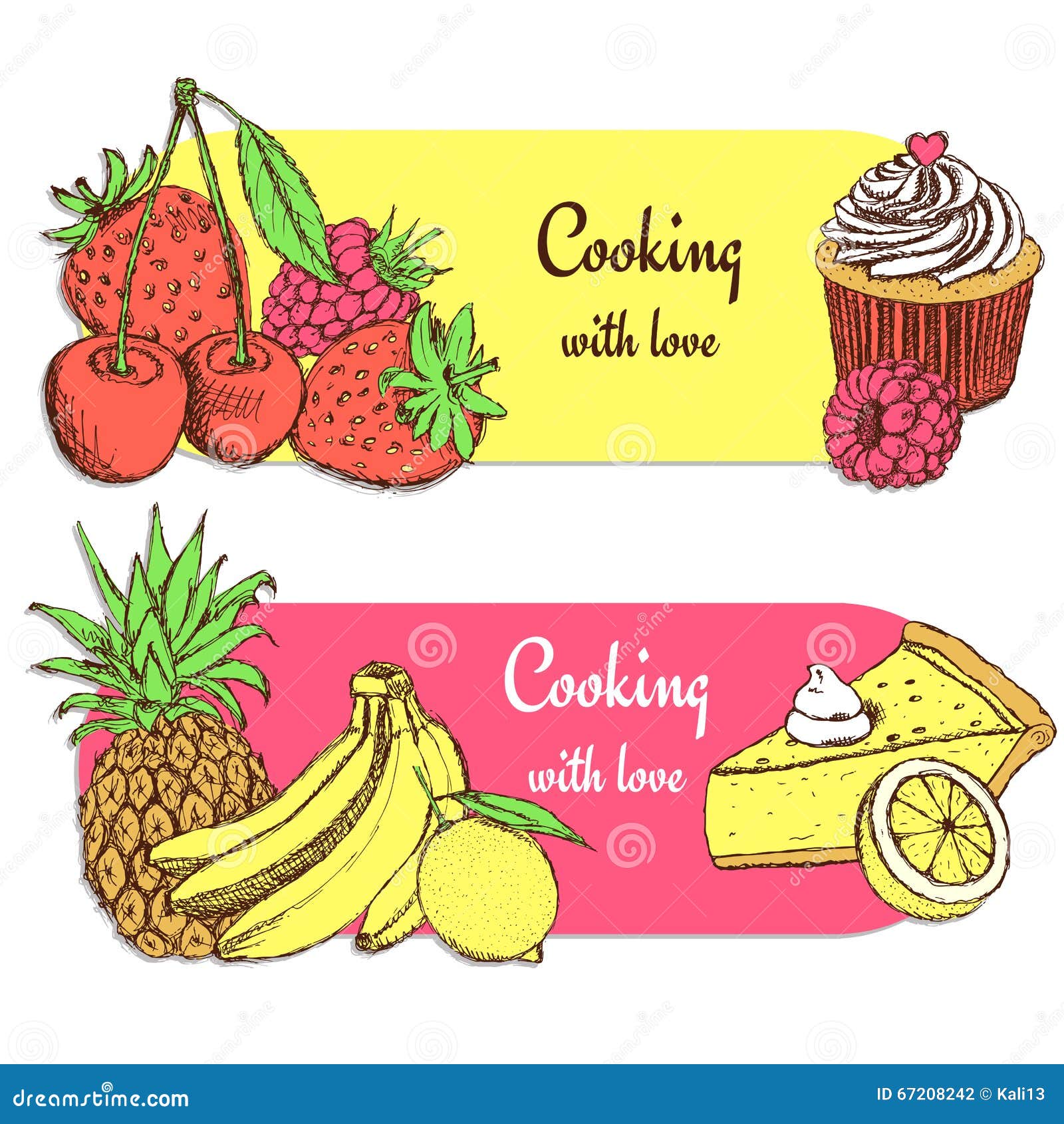 Sketch food banners stock illustration. Illustration of raspberry ...
