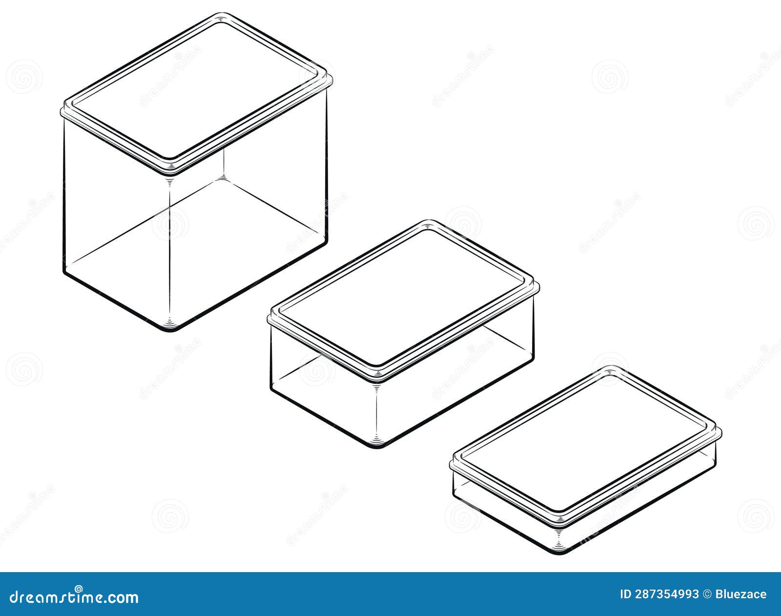 Sketch Food Container Rectangle Plastic Box Stock Vector - Illustration ...