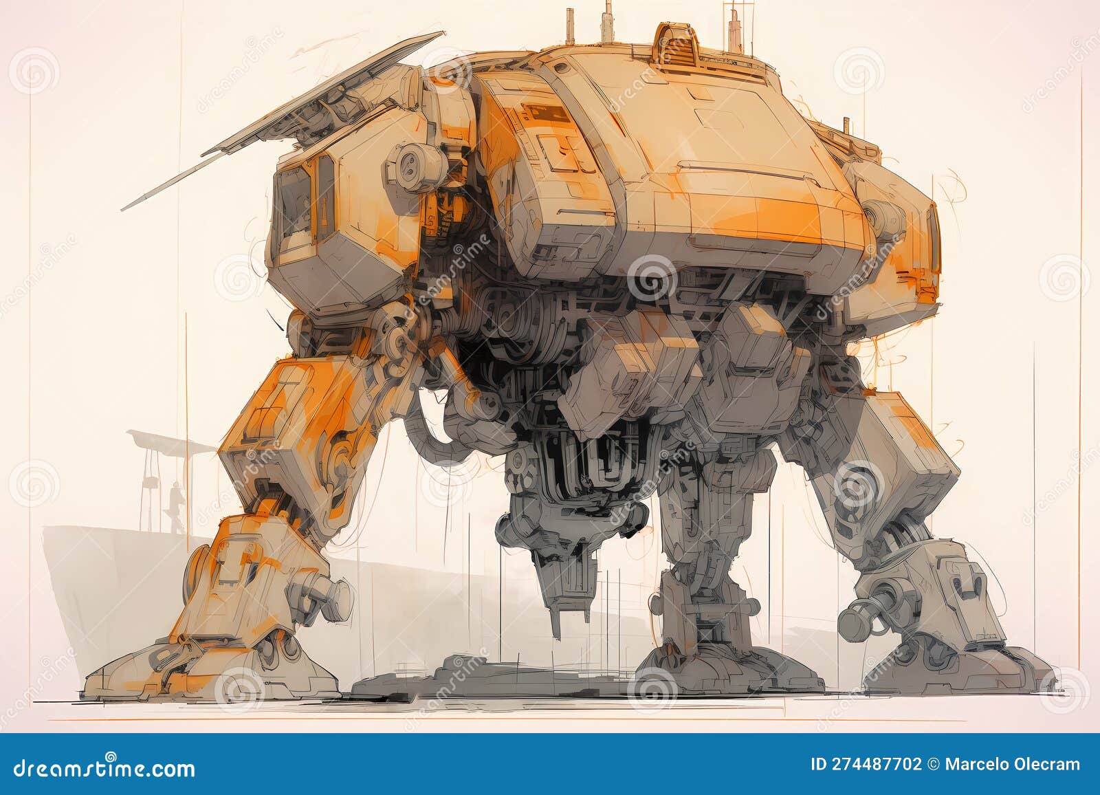 Sketch in the Form of a Drawing of an Ancient Robot. Generative AI ...