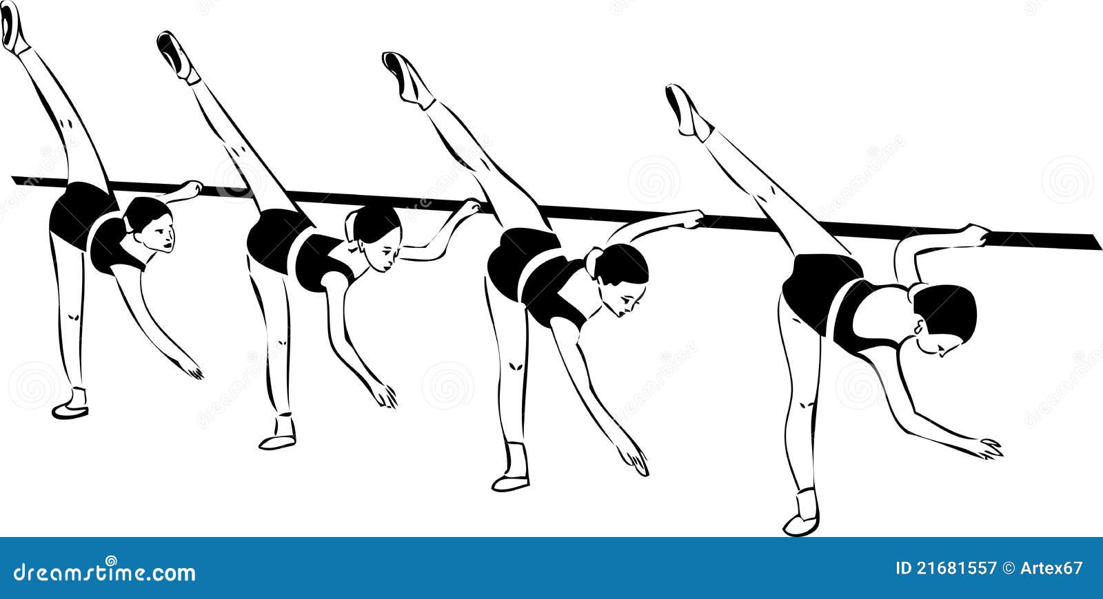 Sketch of the Four Girls in Ballet Class Stock Vector - Illustration of ...