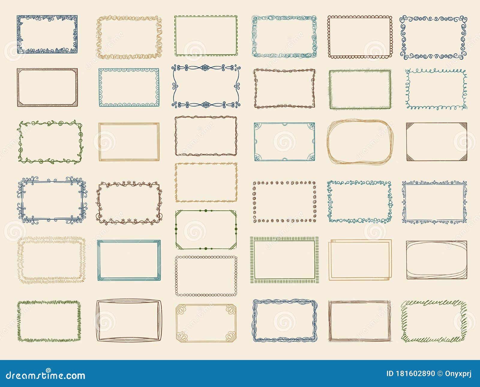 Sketch Frames. Album Doodle Dividers and Stylized Square Shapes ...