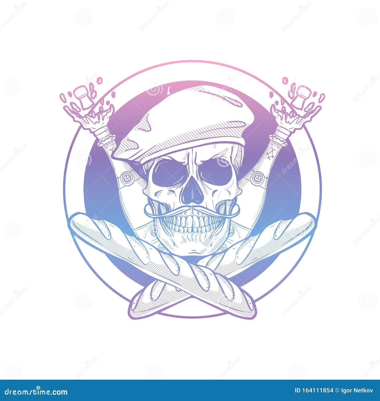 Sketch French Skull with Beret Stock Vector - Illustration of ...