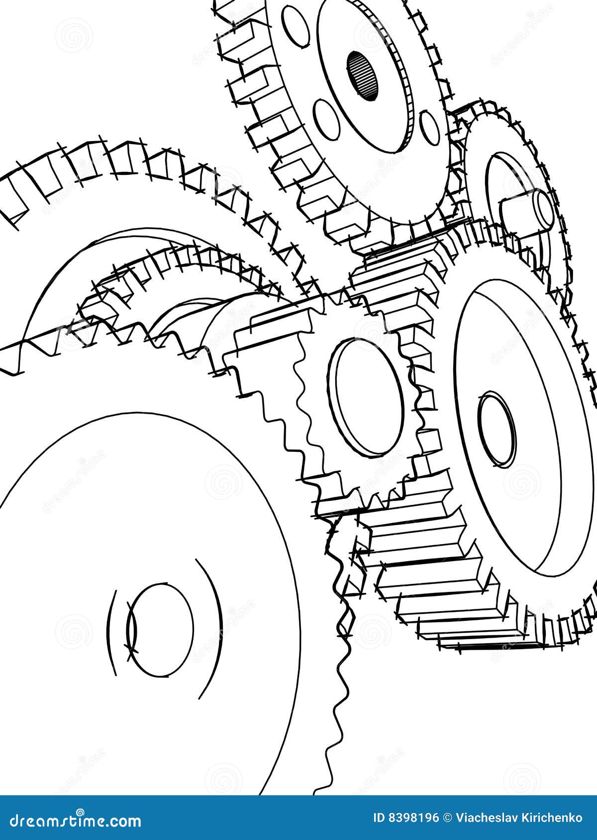 Sketch Gears Royalty Free Stock Image - Image: 8398196