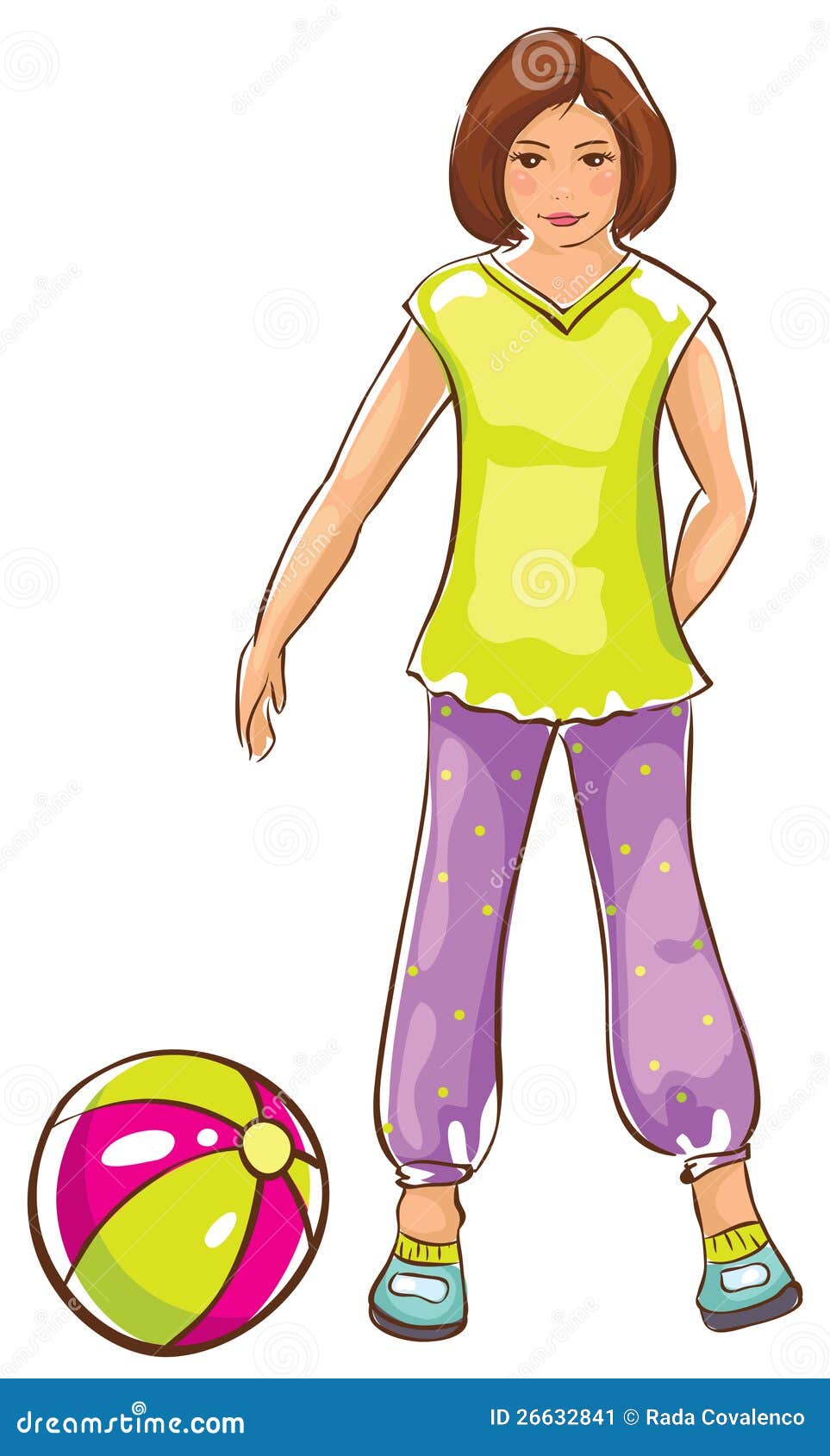 Sketch of girl with ball stock vector. Illustration of elegance - 26632841